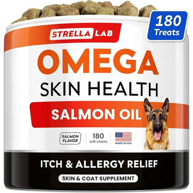StrellaLab Omega Skin Health, Salmon Oil Supplement, For Dogs & Cats, 180 Soft Chews - Walmart.com