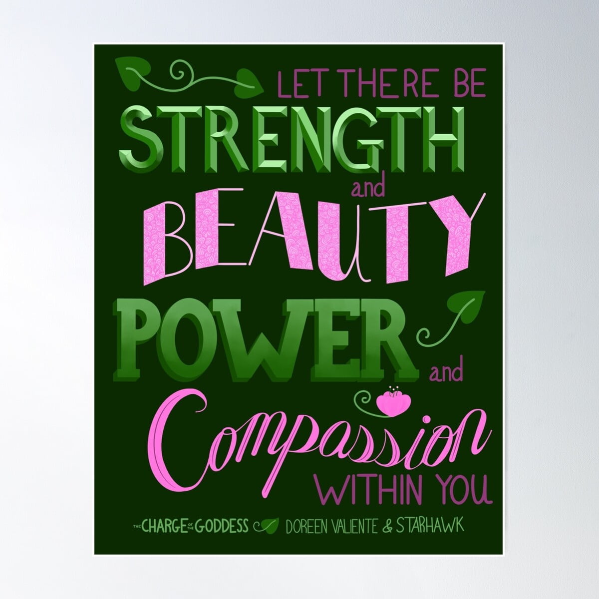 Strength And Beauty, Power And Compassion Poster Wall Art, Modern Wall ...