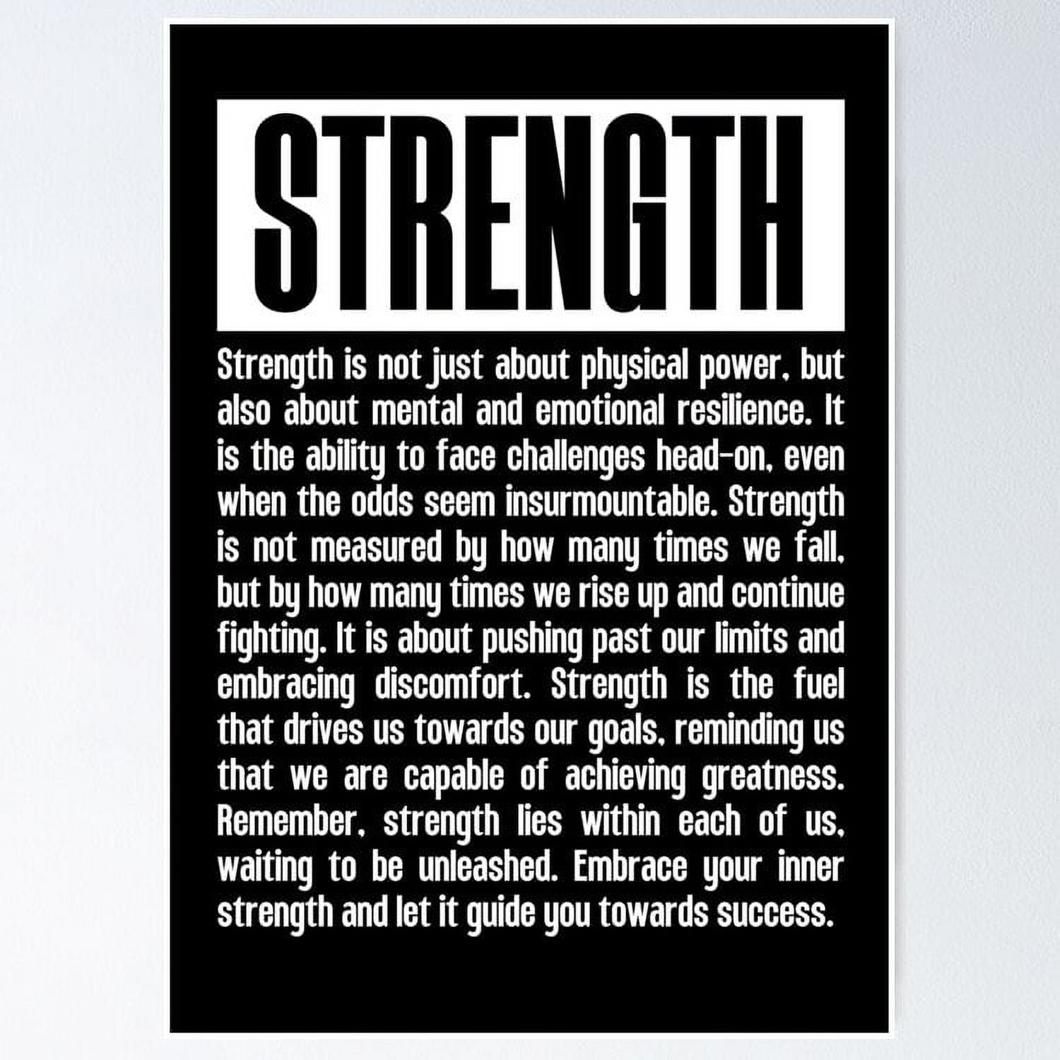 Strength Definition Quotes UNFRAMED Poster, 8x12 - Walmart.com