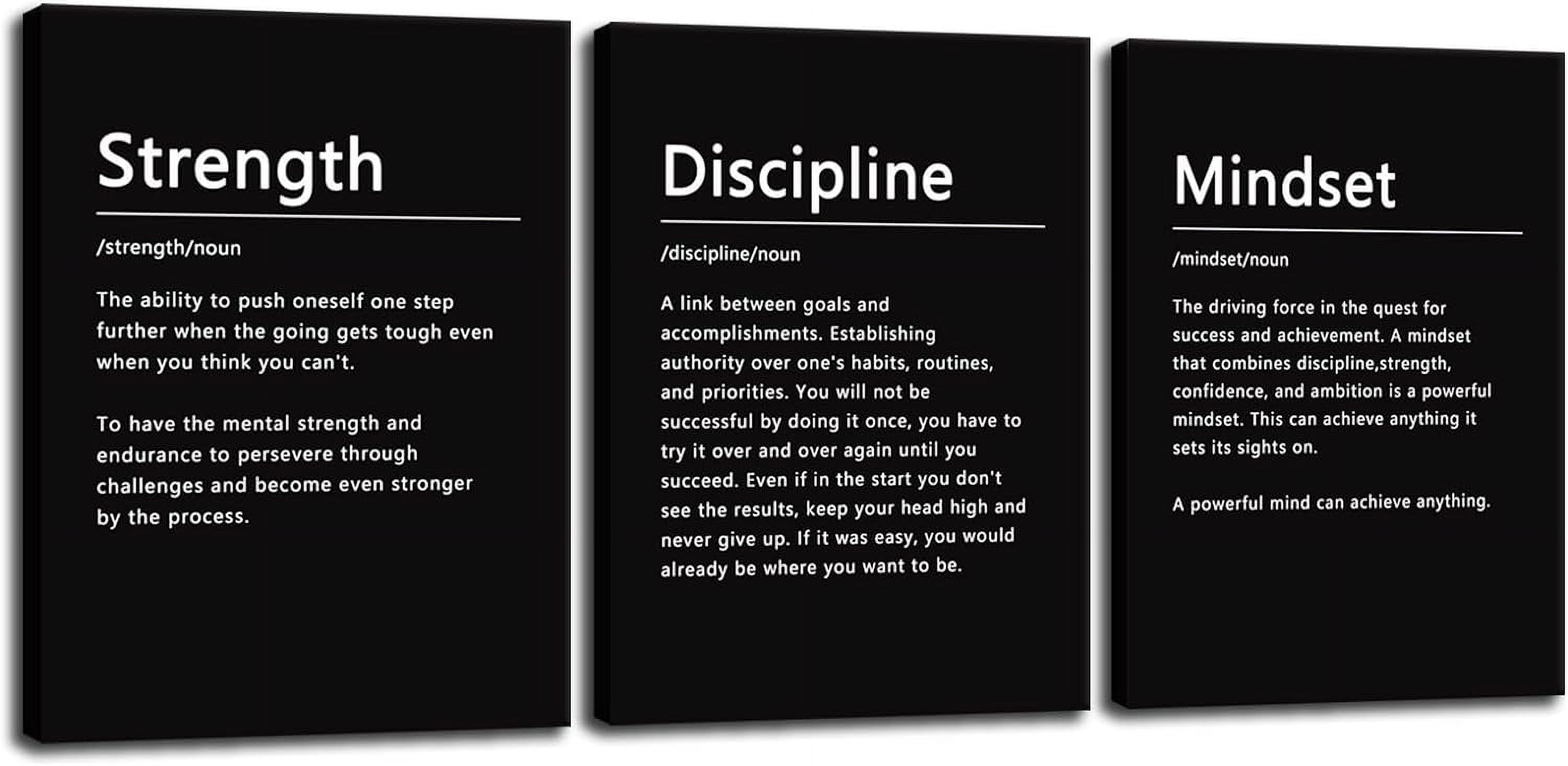Strength Discipline Mindset Noun Inspirational Painting Wall Art 3 ...