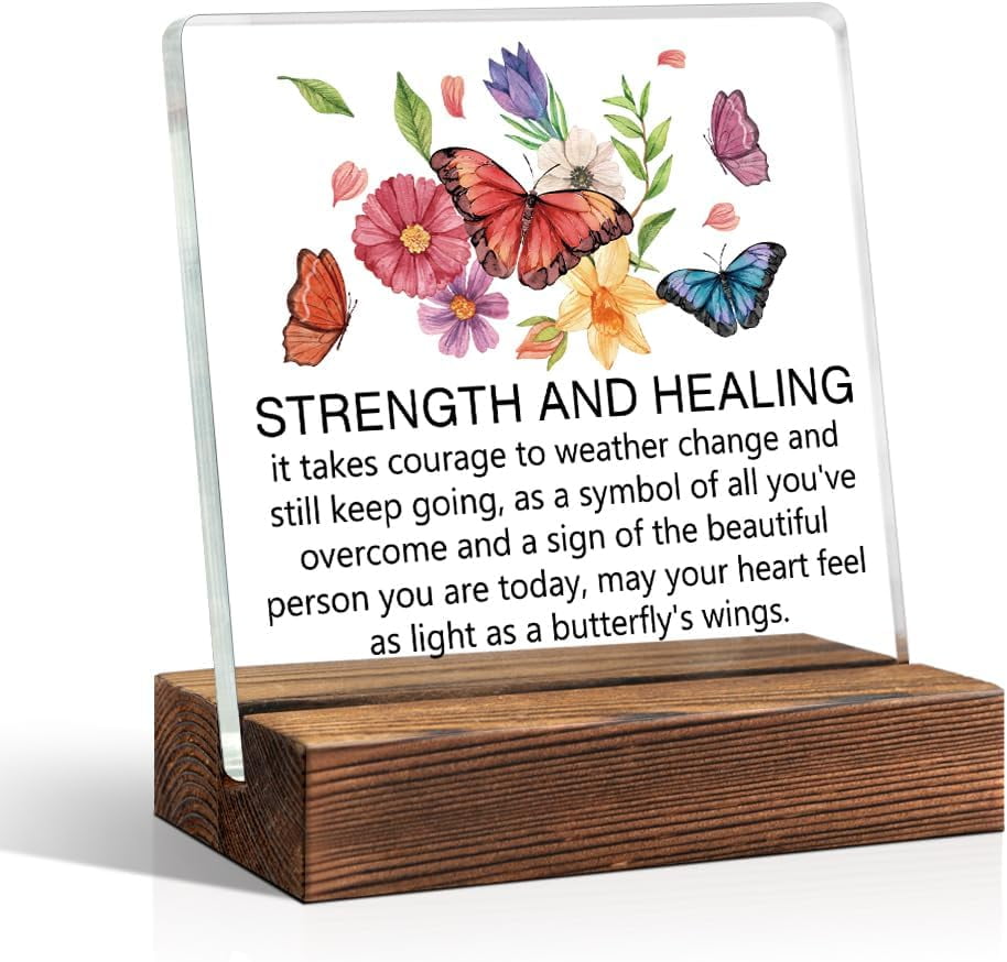 Strength and Healing Butterfly Flowers Acrylic Office Decor Sign ...