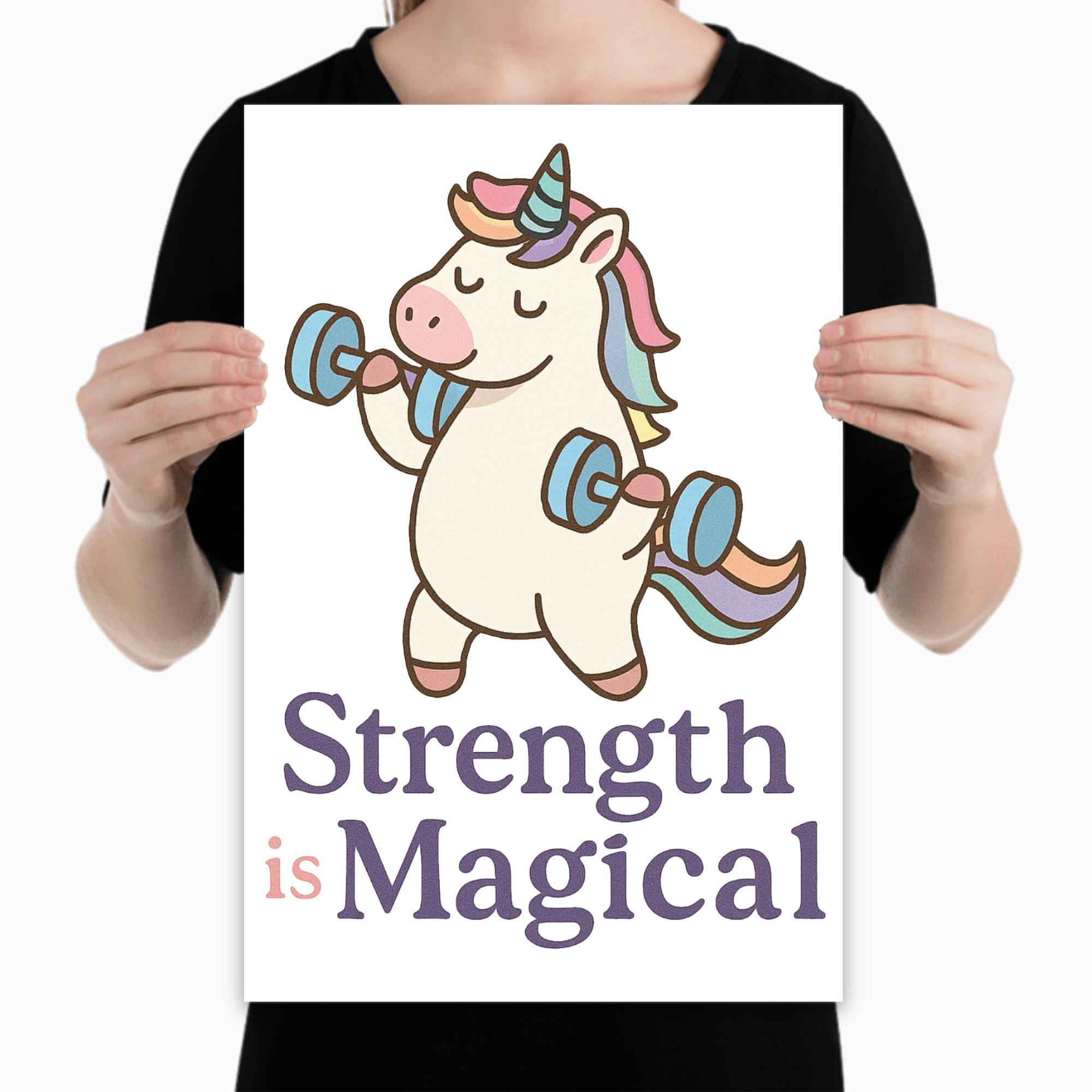 Strength is Magical Unicorn Poster, Cute Gift for Fitness Lovers ...