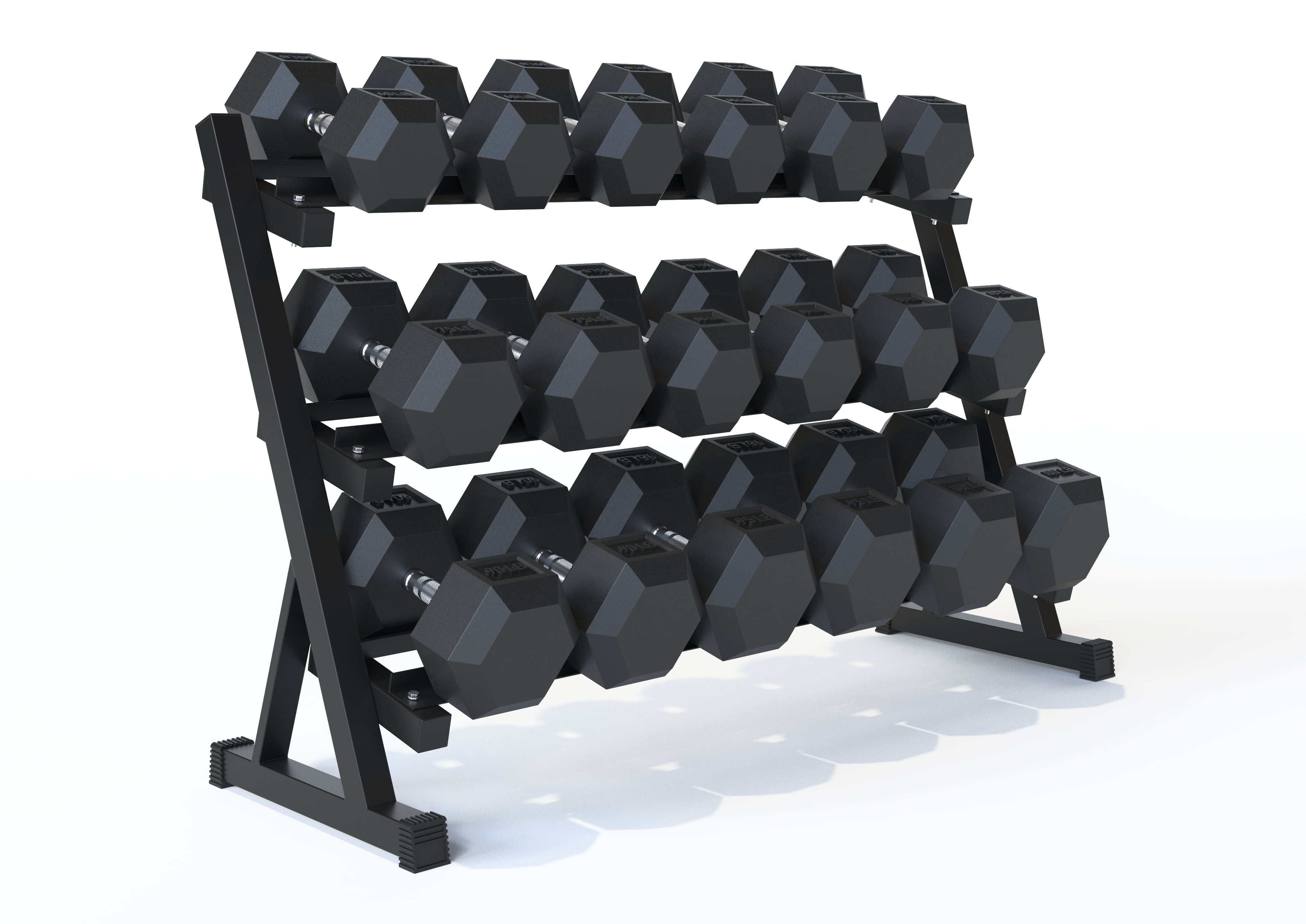 StrengthUSA Rubber Coated Dumbbell Set with Rack Stand, 10 Pair of 55 ...
