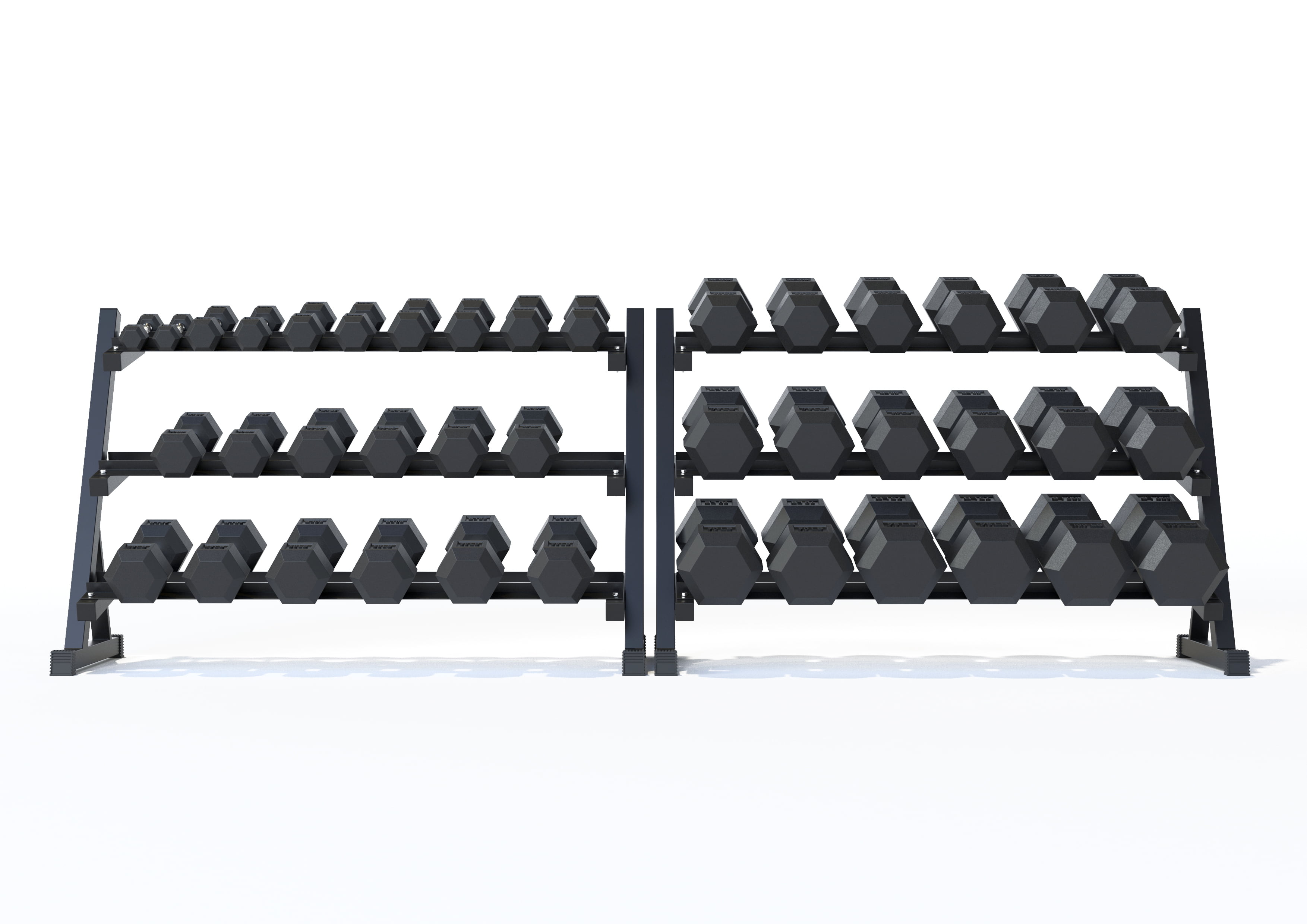 StrengthUSA Rubber Hex Dumbbell Set with Rack, 20 Pair of 5-100 lb ...