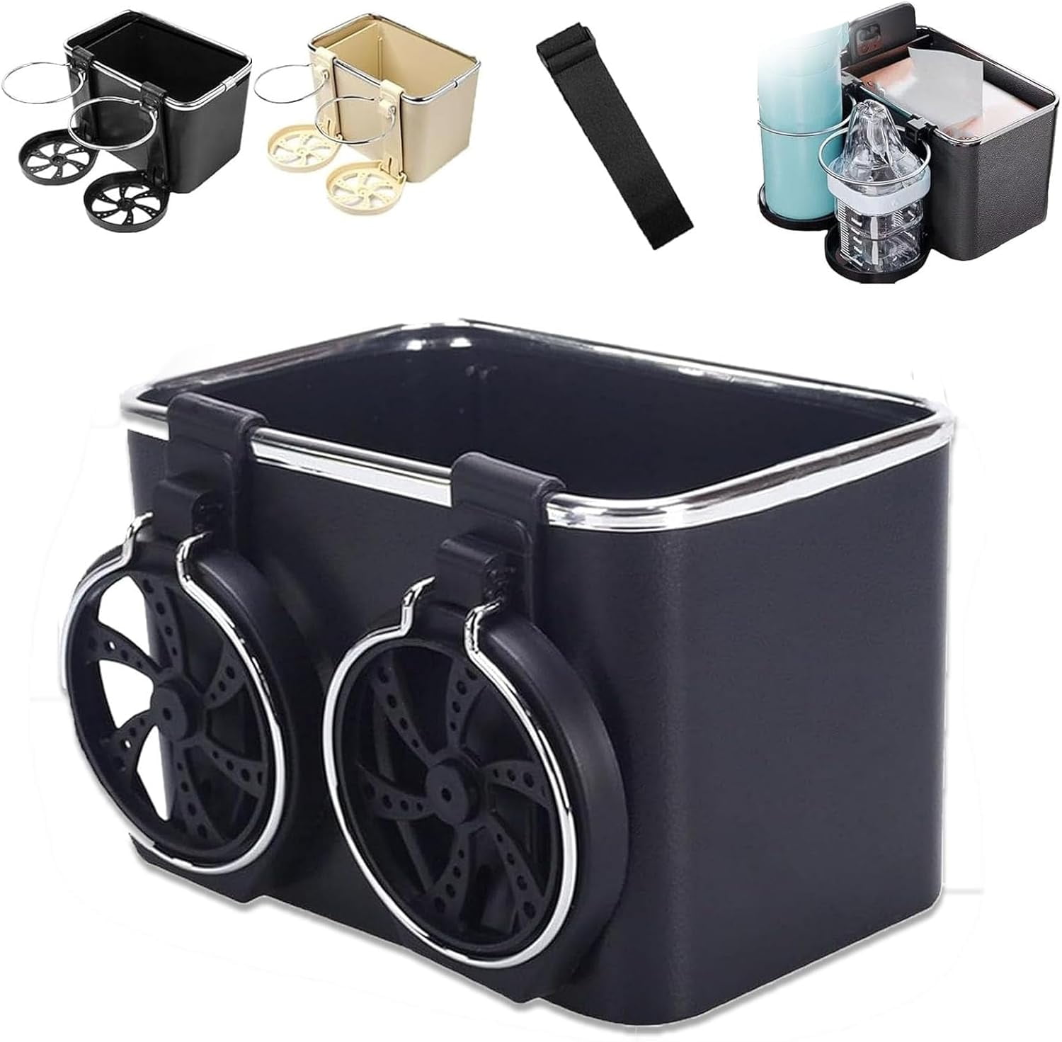 Strengthenk Car Armrest Storage Box, Center Console Cup Holder with 2 ...