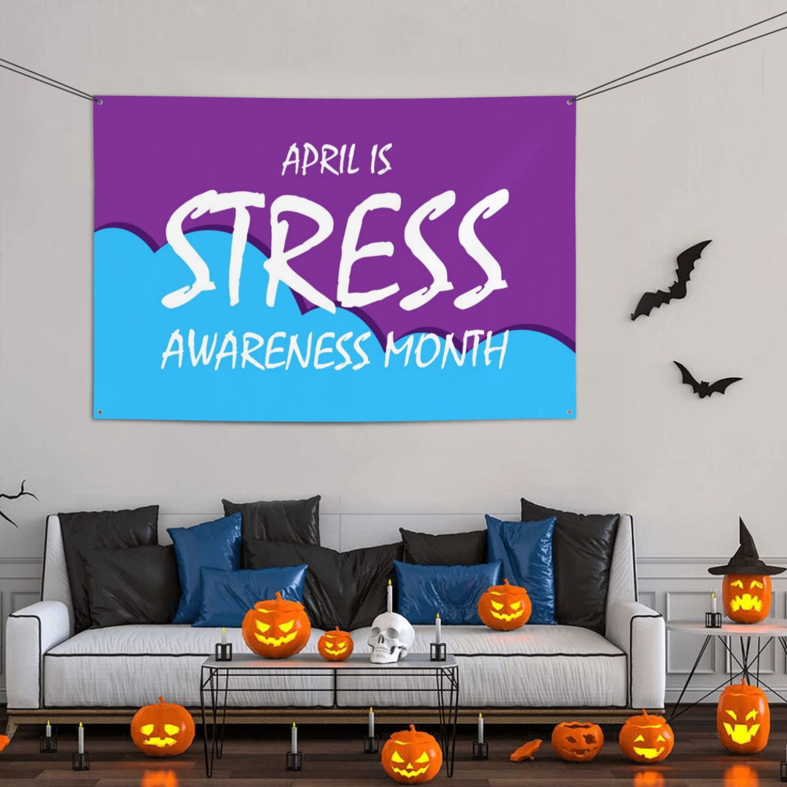 Stress Awareness Month Banner Party Backdrop Decoration Garden Porch ...