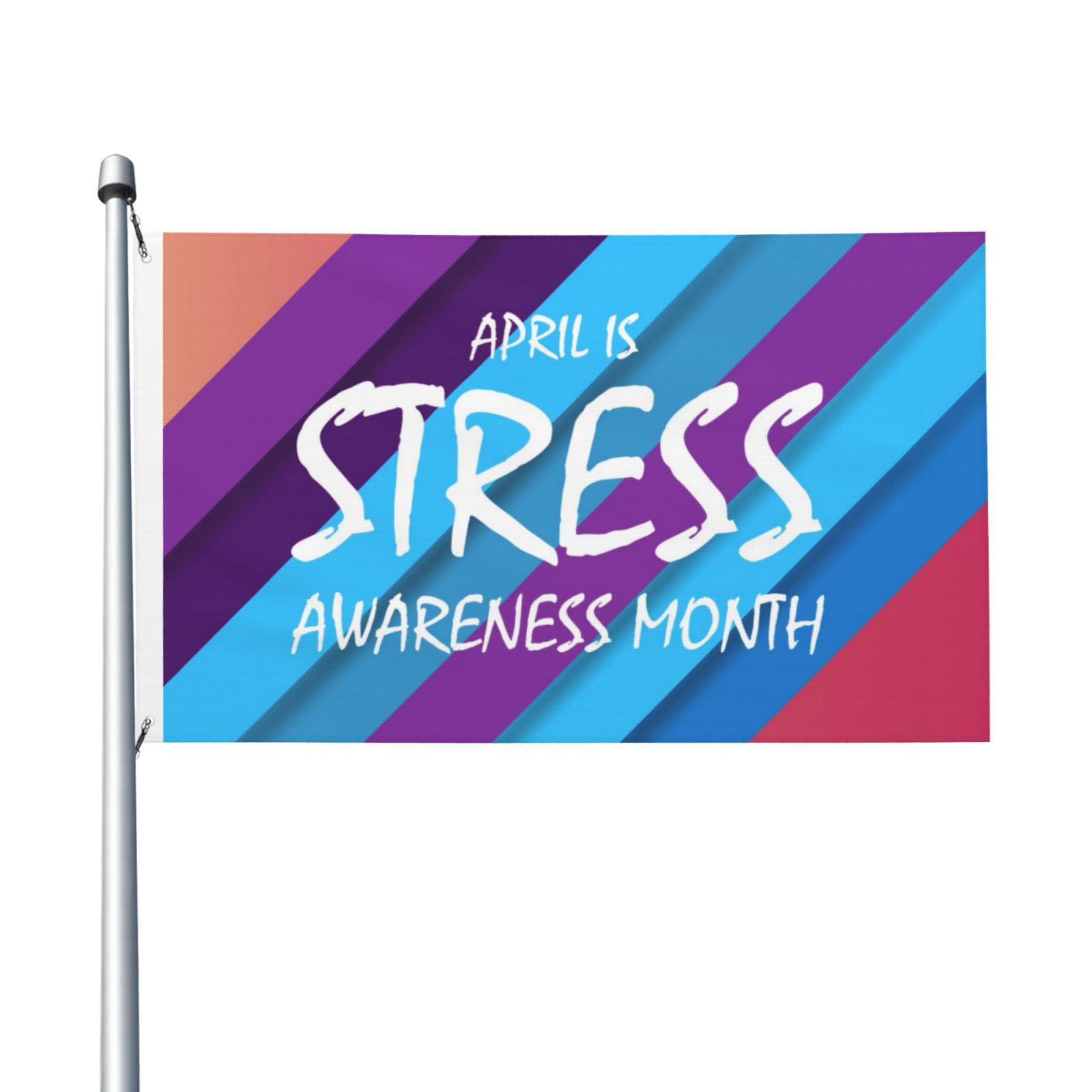 Stress Awareness Month Flag 3x5 Ft Double-Sided Flag Outdoor Sign Party ...
