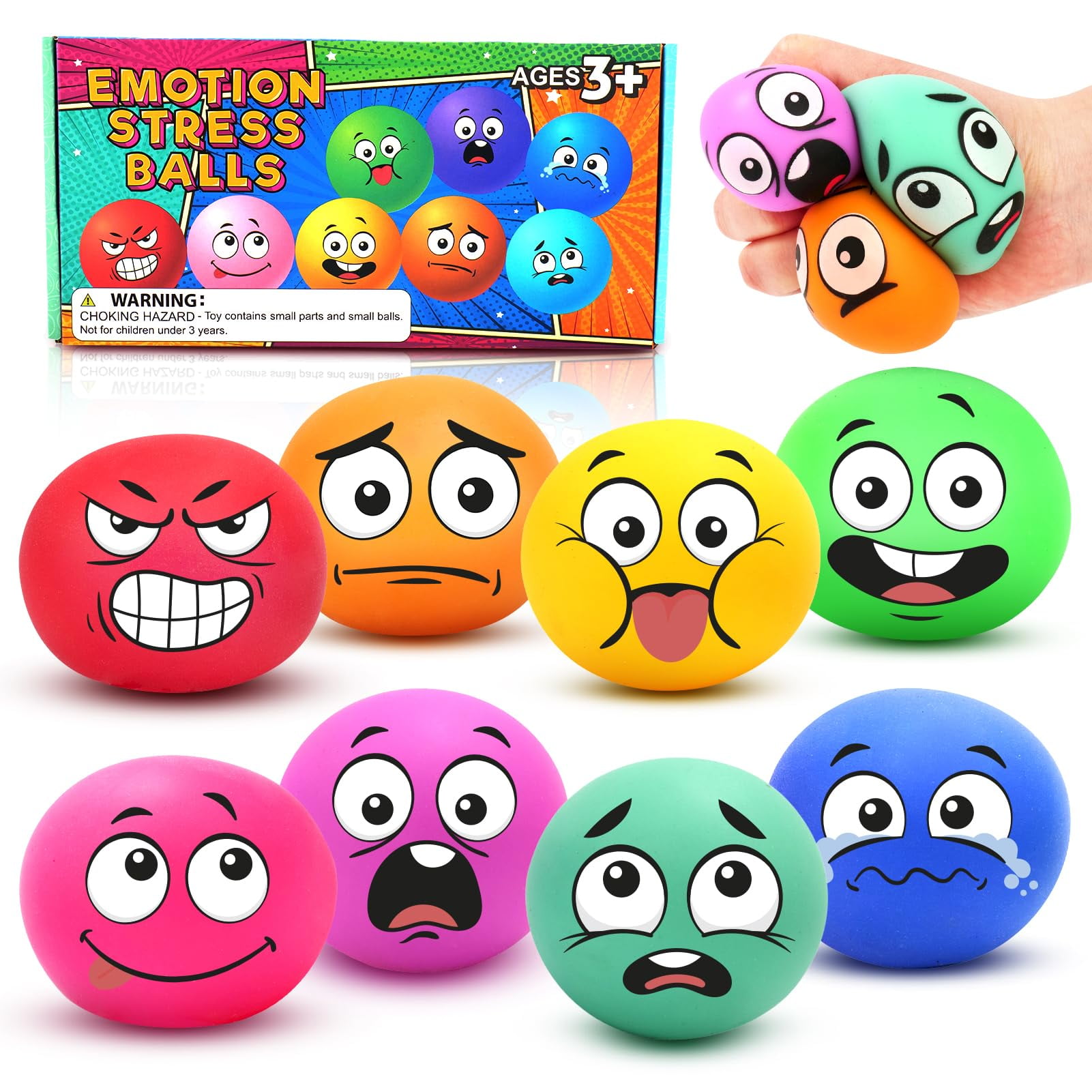 Stress Ball Fidget Squishy Toy: Emotion Sensory Dough Balls for Kids ...