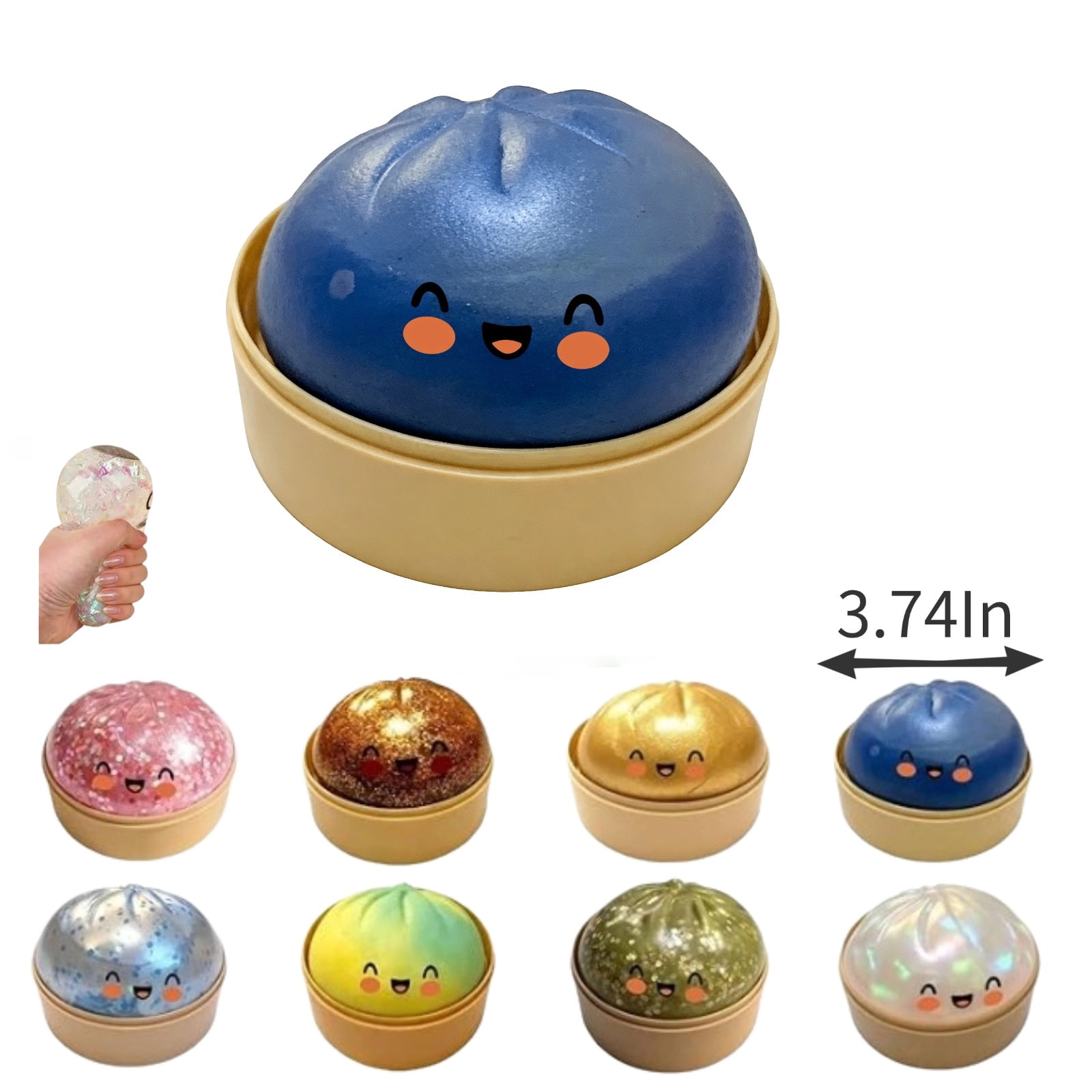 Glitter Dumpling Stress Ball Squishy Squeeze Toy Sparkly Cute Design ...