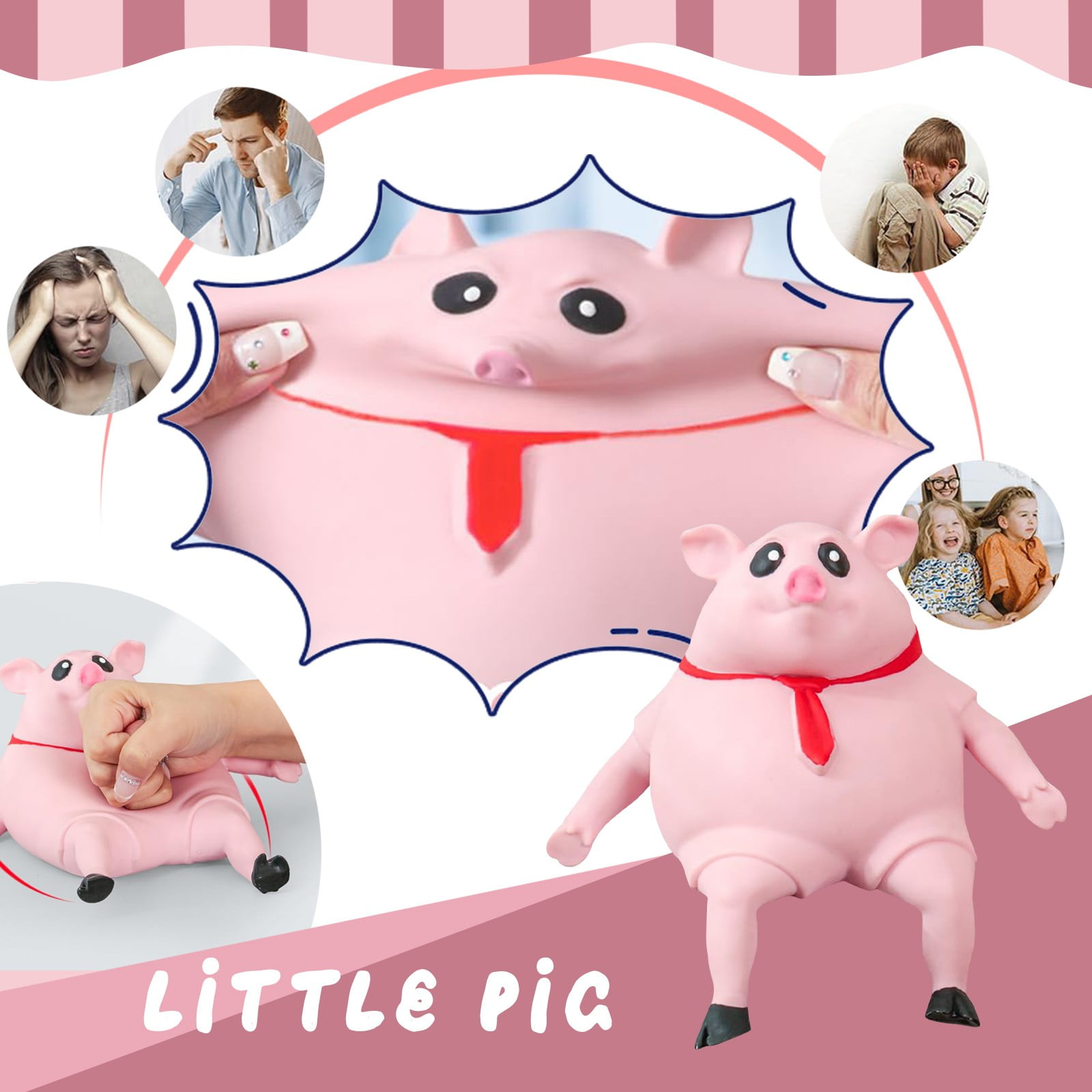 Stress Pig Squishy Toy, Novelty Piggy Sensory Stress Relief Pig Squeeze ...
