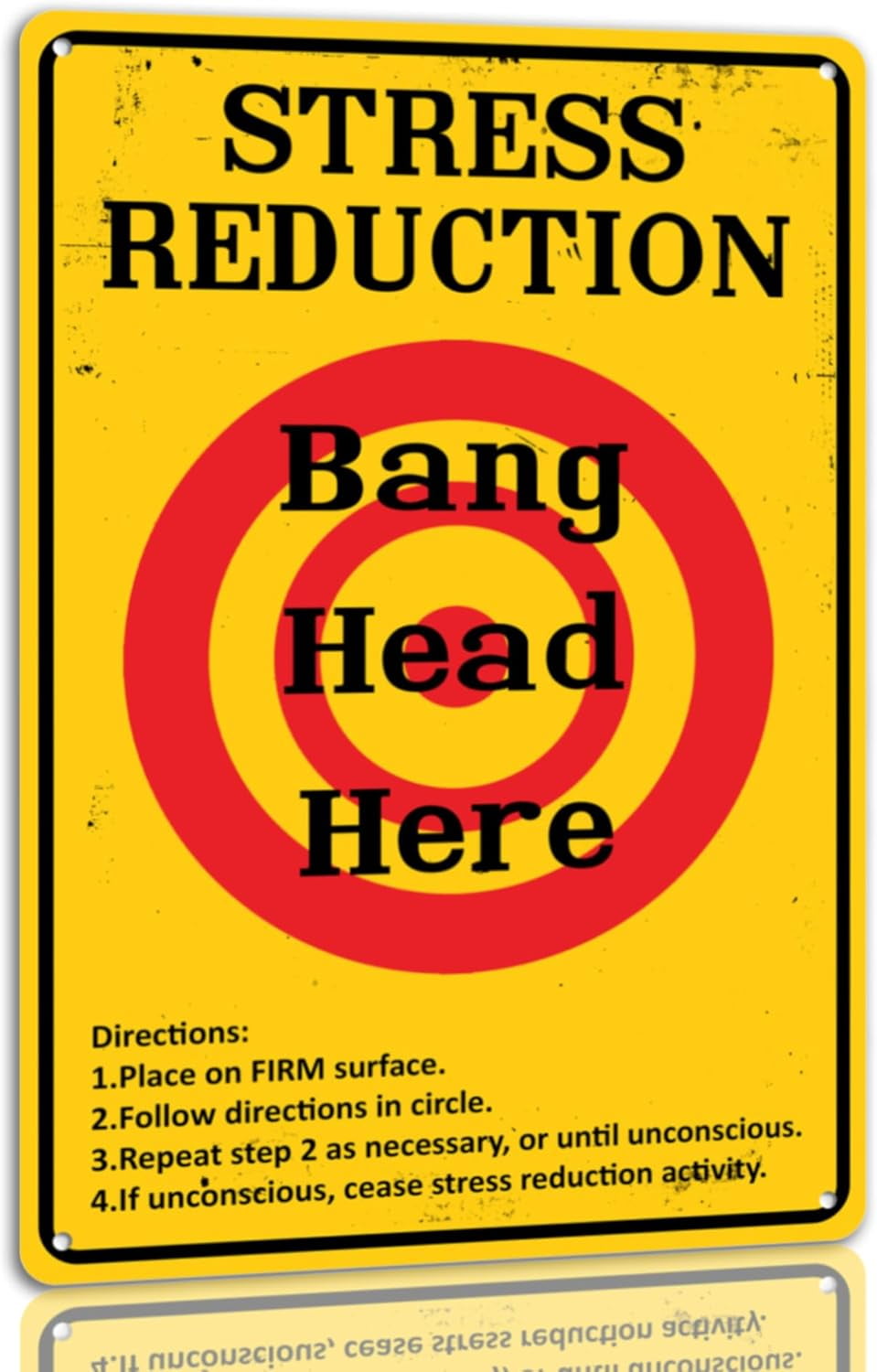 Stress Reduction Bang Head Here Tin Sign Therapy Anxiety Metal Sign ...
