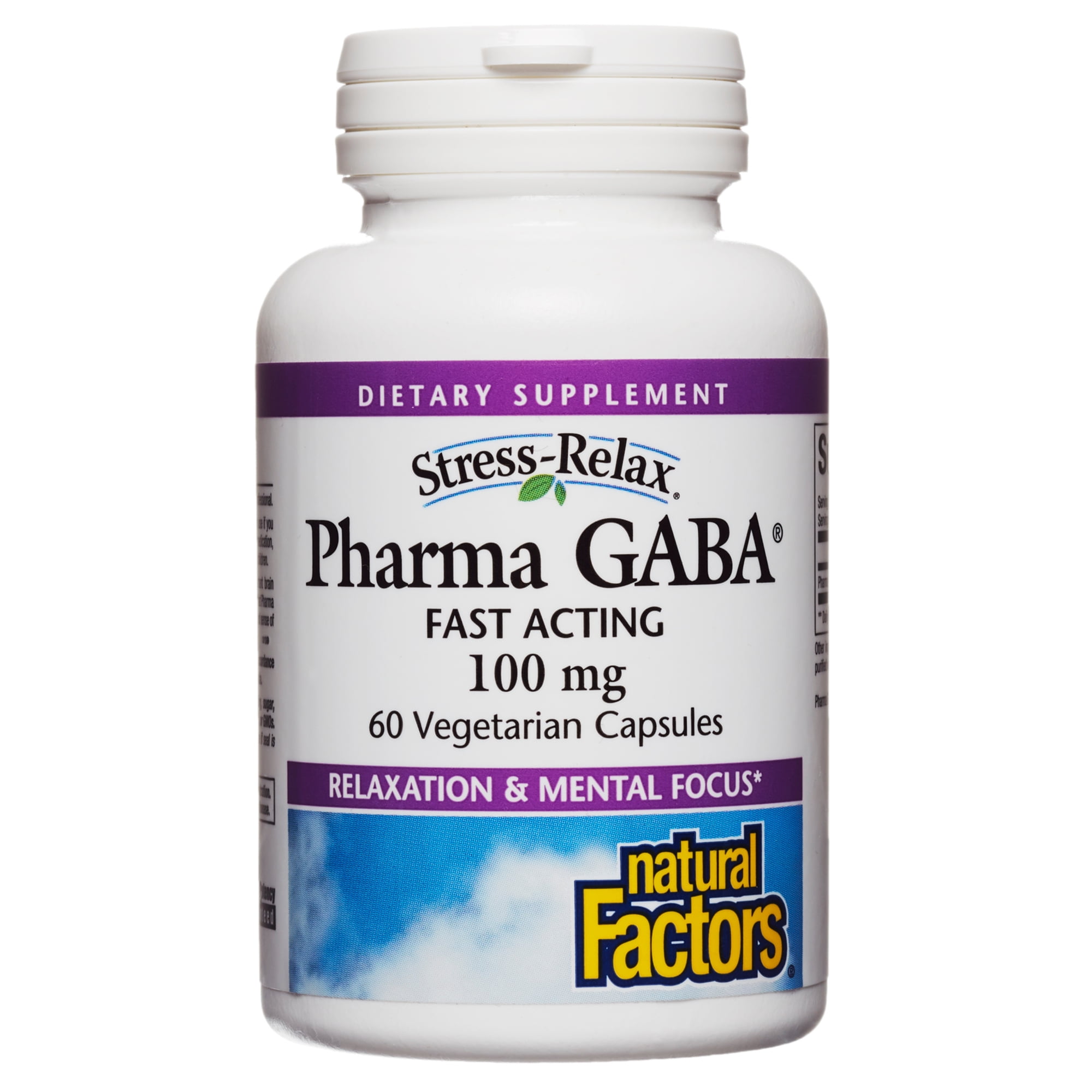 Natural Factors - Stress-Relax PharmaGABA 100 mg. - 60 Vegetarian ...