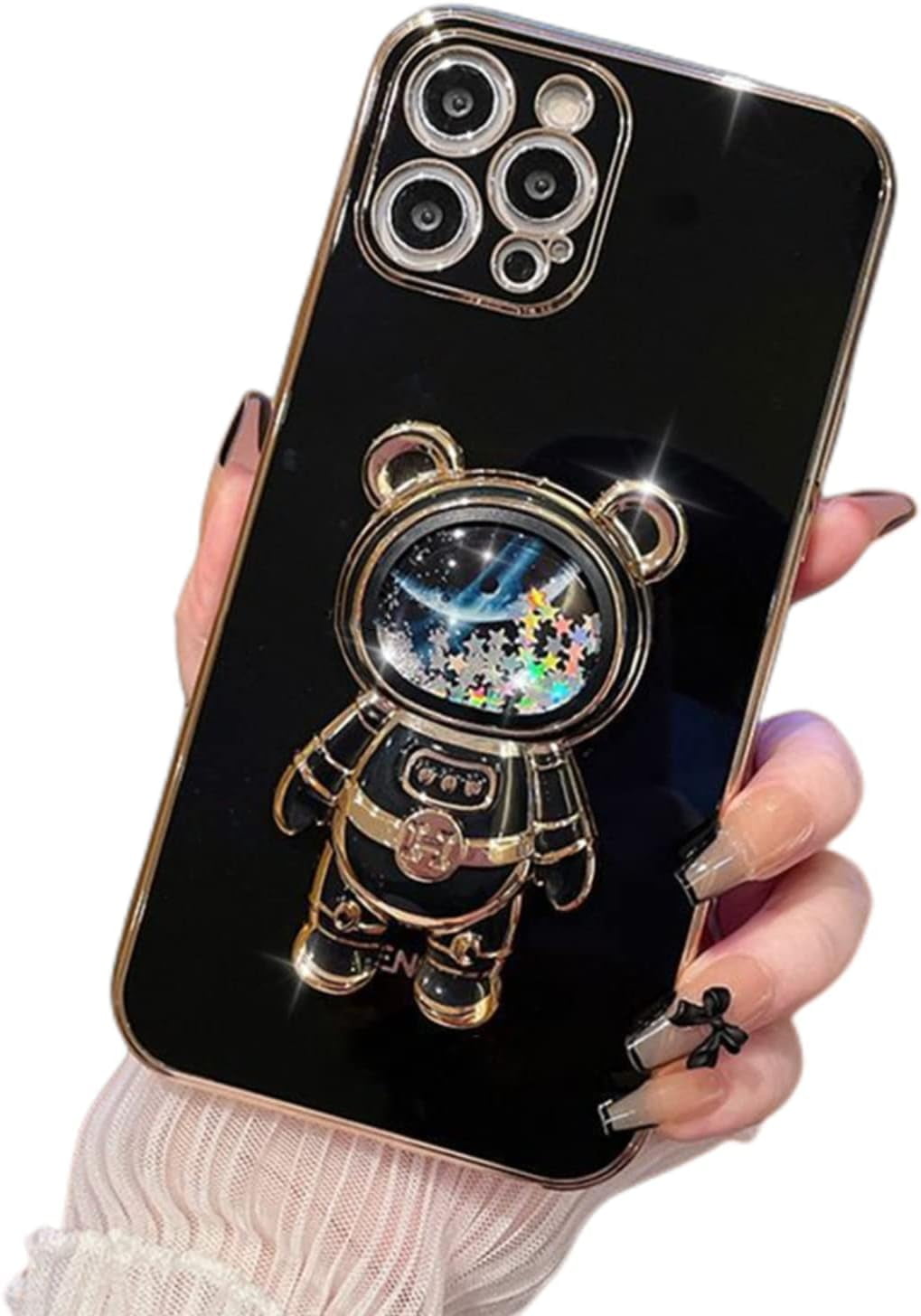 Stress Relief 3D Quicksand Astronaut Stand Bling Phone Case for Xiaomi ...