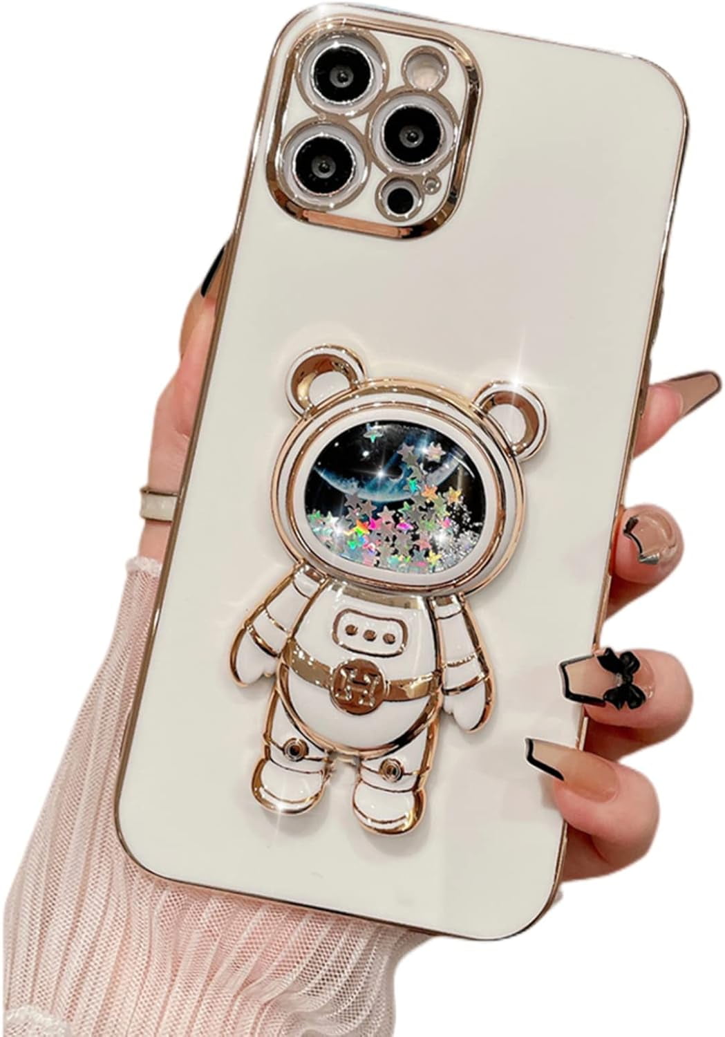Stress Relief 3D Quicksand Astronaut Stand Bling Phone Case for Xiaomi ...