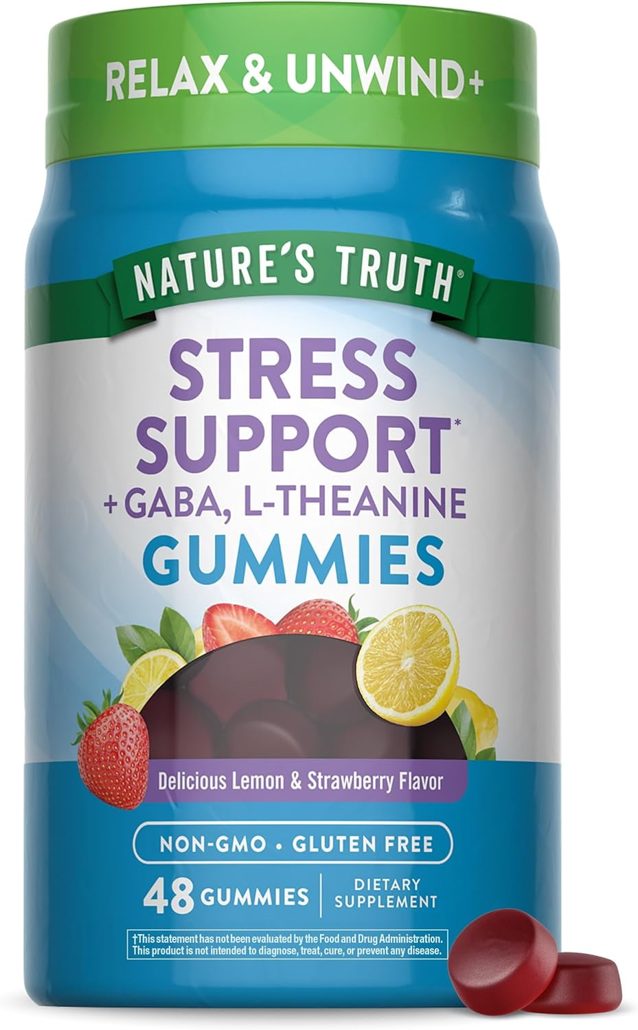 Nature's Truth Stress Relief Gummies - Gaba, L Theanine, Vegan, Gluten ...