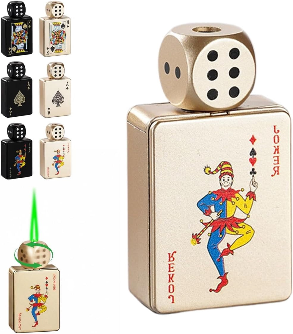 Stress-Relief Rotating Dice Lighter, 2026 New Refillable Butane Gas ...
