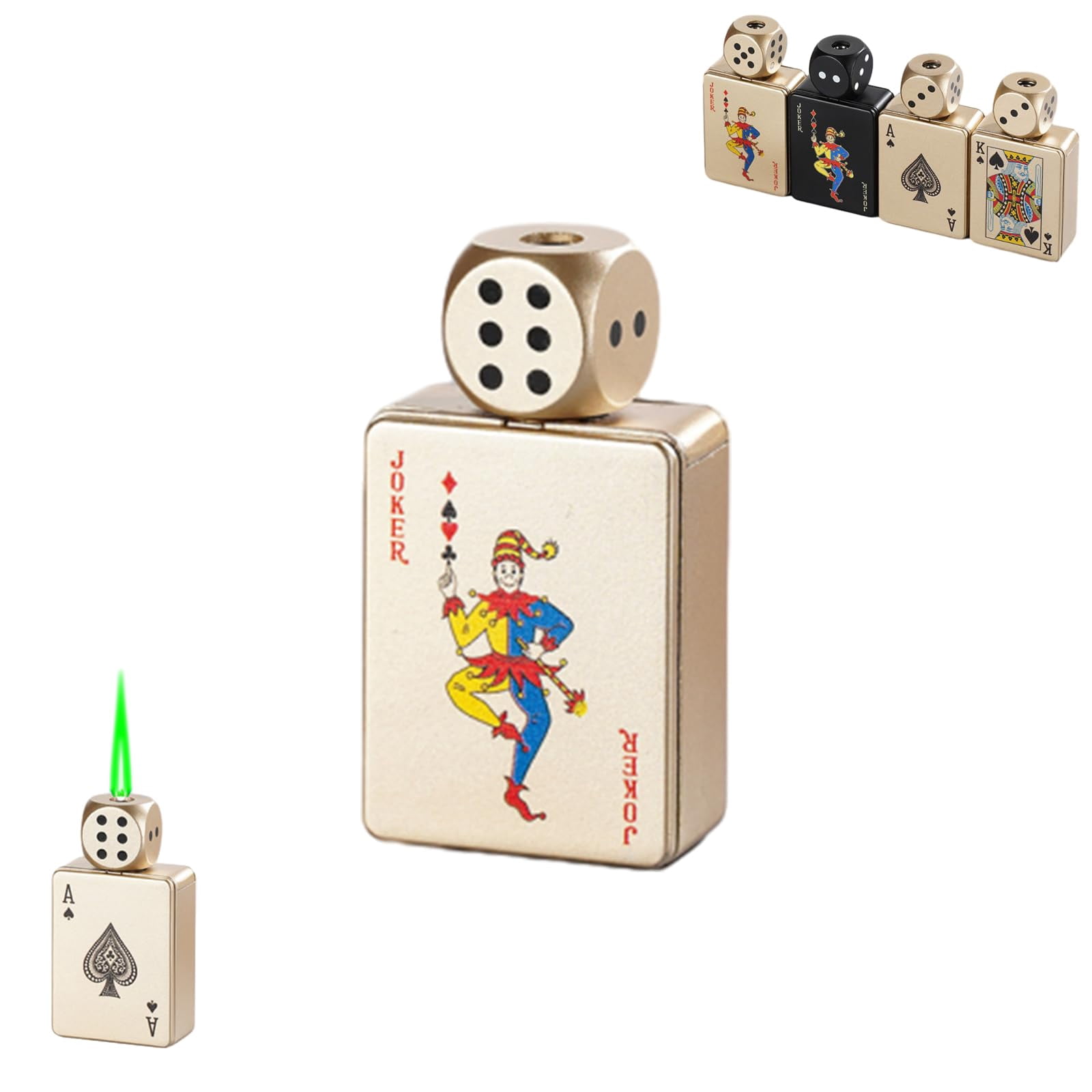 Stress-Relief Rotating Dice Lighter, Windproof Green Flame Lighter with ...