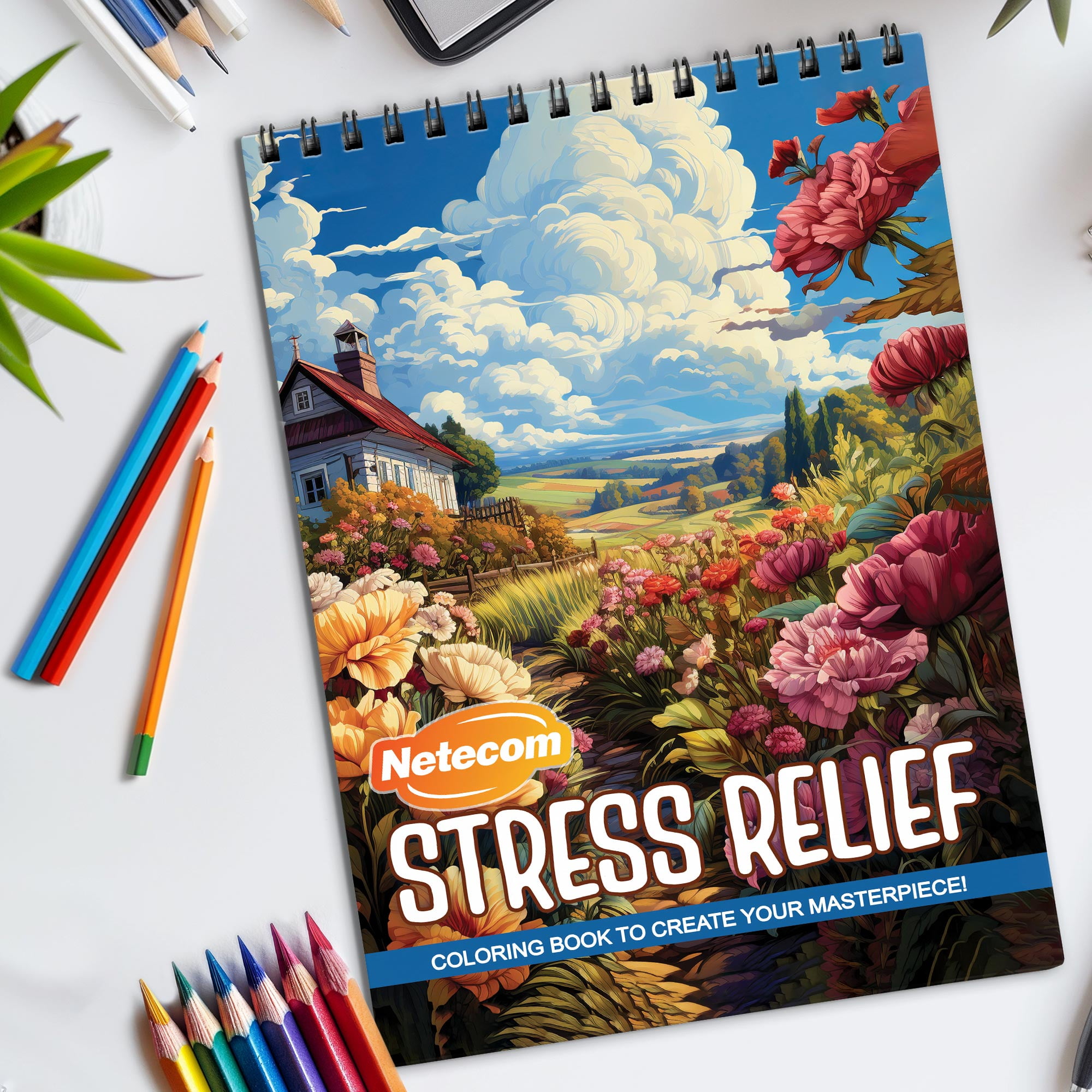 Stress Relief Spiral Bound Coloring Book, Soothing Designs for Calming ...