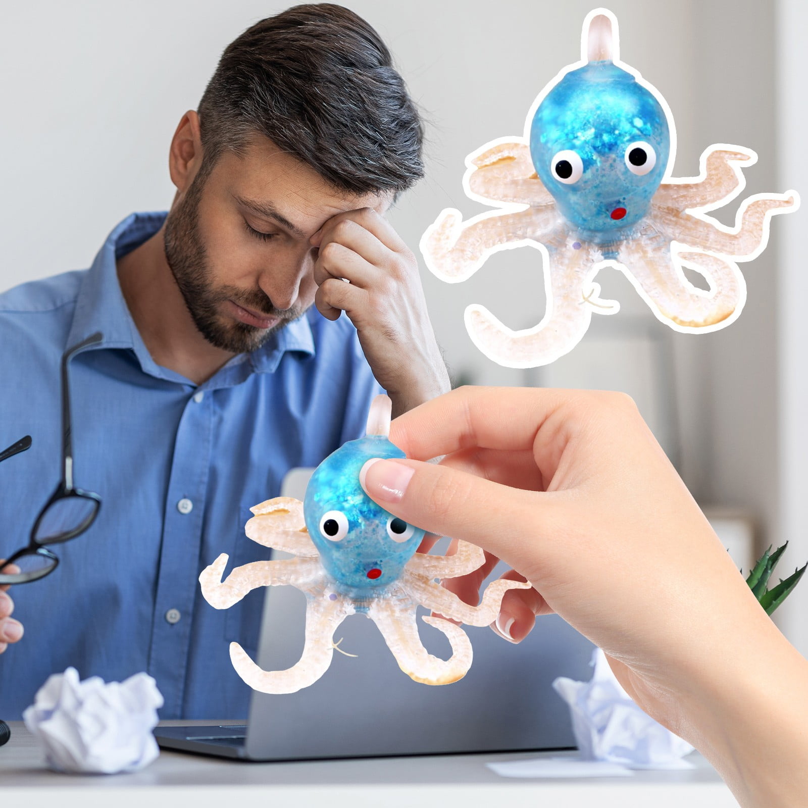 Stress Relief Squeeze Toy - Hot Octopus Pinch & Venting Fidget (10Ml ...