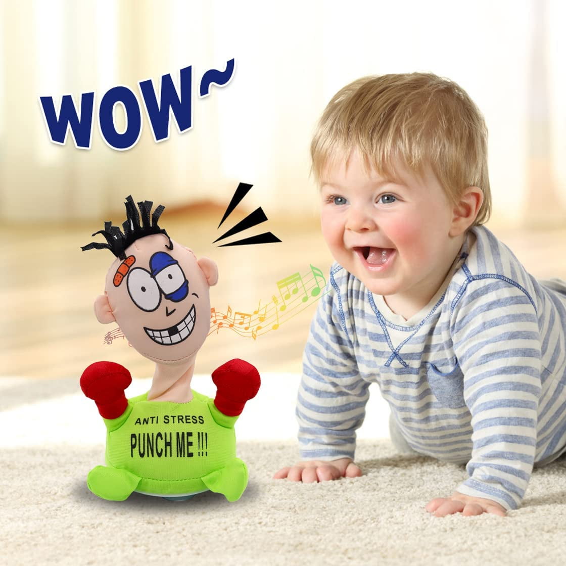 Stress Relief Toys, Electric Anti Stress Punch Me Plush Doll, Desktop ...