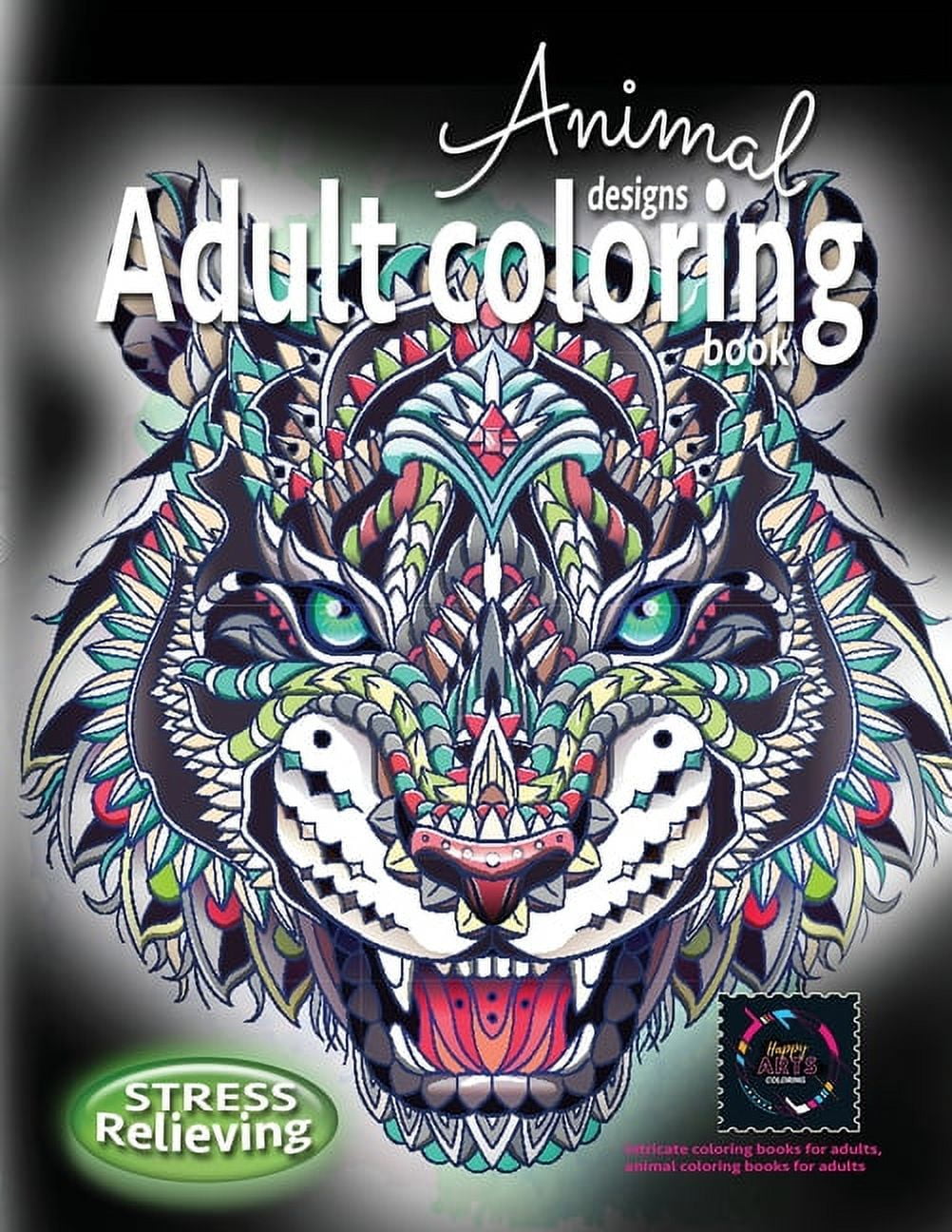 Stress Relieving: Adult coloring book stress relieving animal designs: Intricate coloring books ...