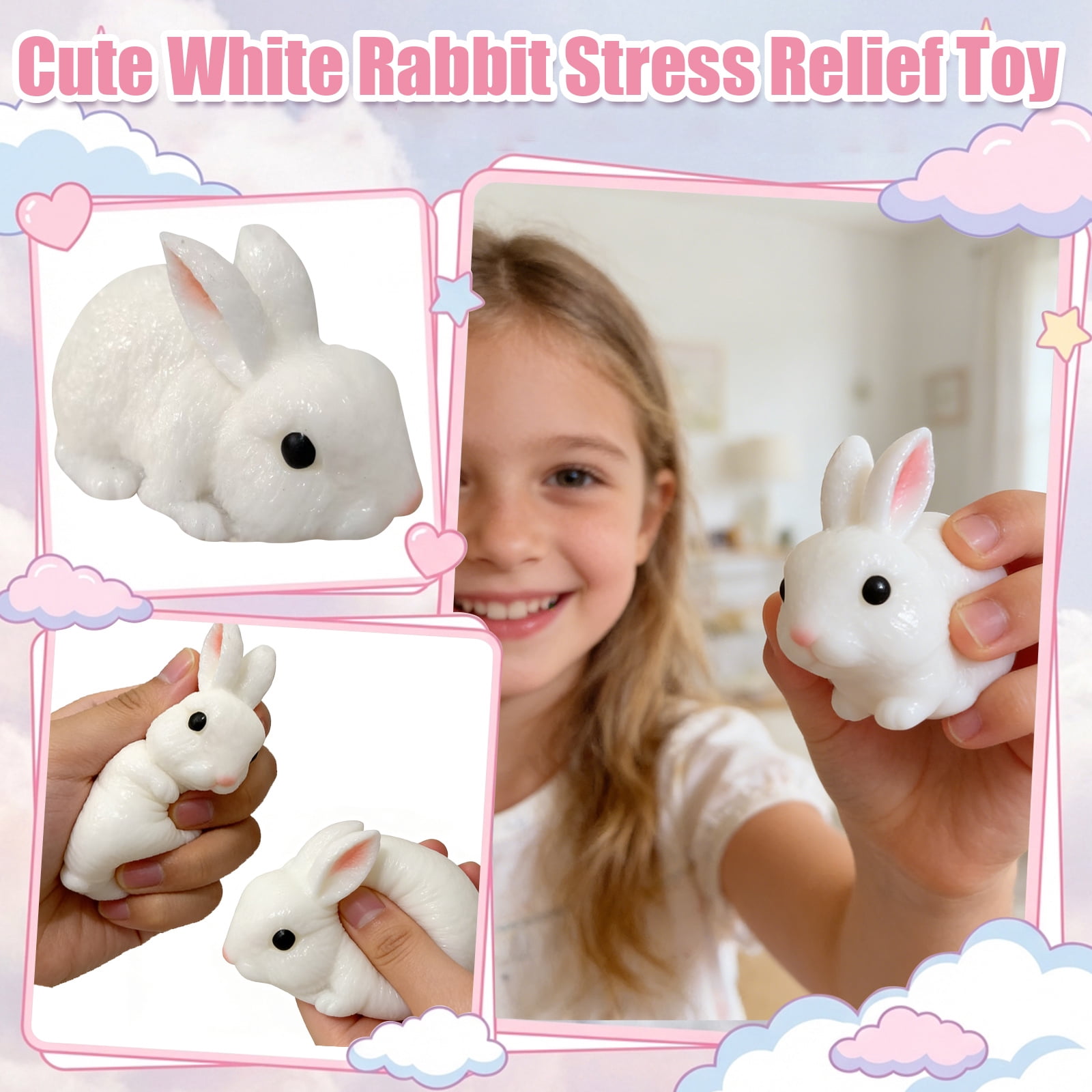 Stress Toys, Sensory Toys, Rabbit Toys, 3X2 In, White Bunny Ears ...