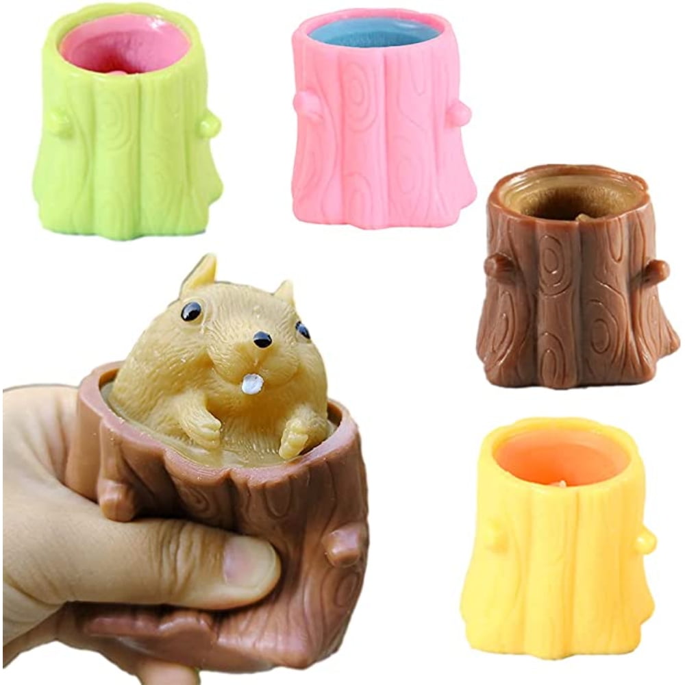 Stress Toys, Squeeze Toys, Squeeze Squirrel Toy Tree Stumps Sensory ...