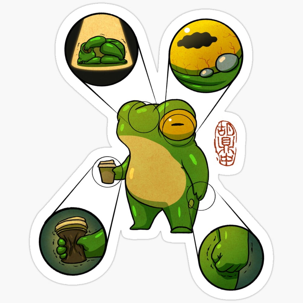 Stressed Out Frog Diagram Poster Magical Asian Style Artwork No Text ...