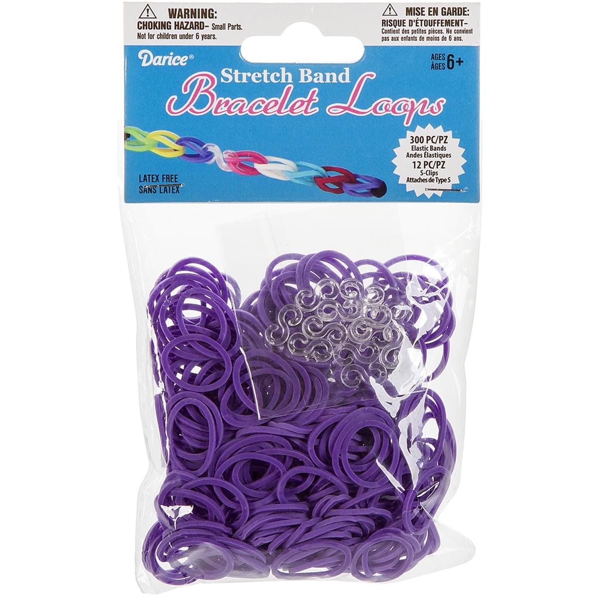 Stretch Band Bracelet Loops 300/Pkg W/12 Clips-Purple, Pk 6, Darice ...