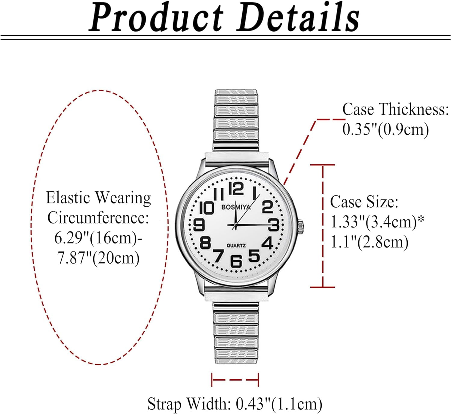 Stretch Band Wrist Watch: Easy Reader Ultra Thin Large Face Expansion ...