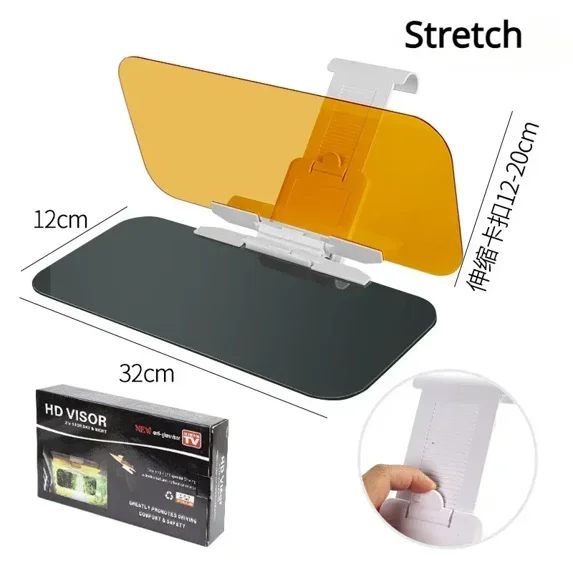 Stretch-Car Sun Visor 2 IN 1 HD Anti Sunlight Dazzling Goggle Day Night ...