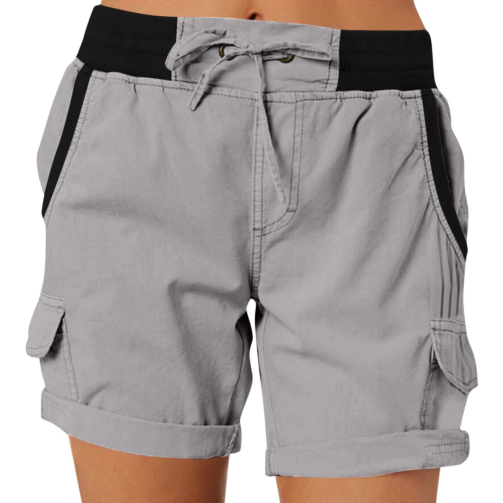 Stretch Cargo Shorts for Women Elastic Waist Drawstring Stretch Casual ...