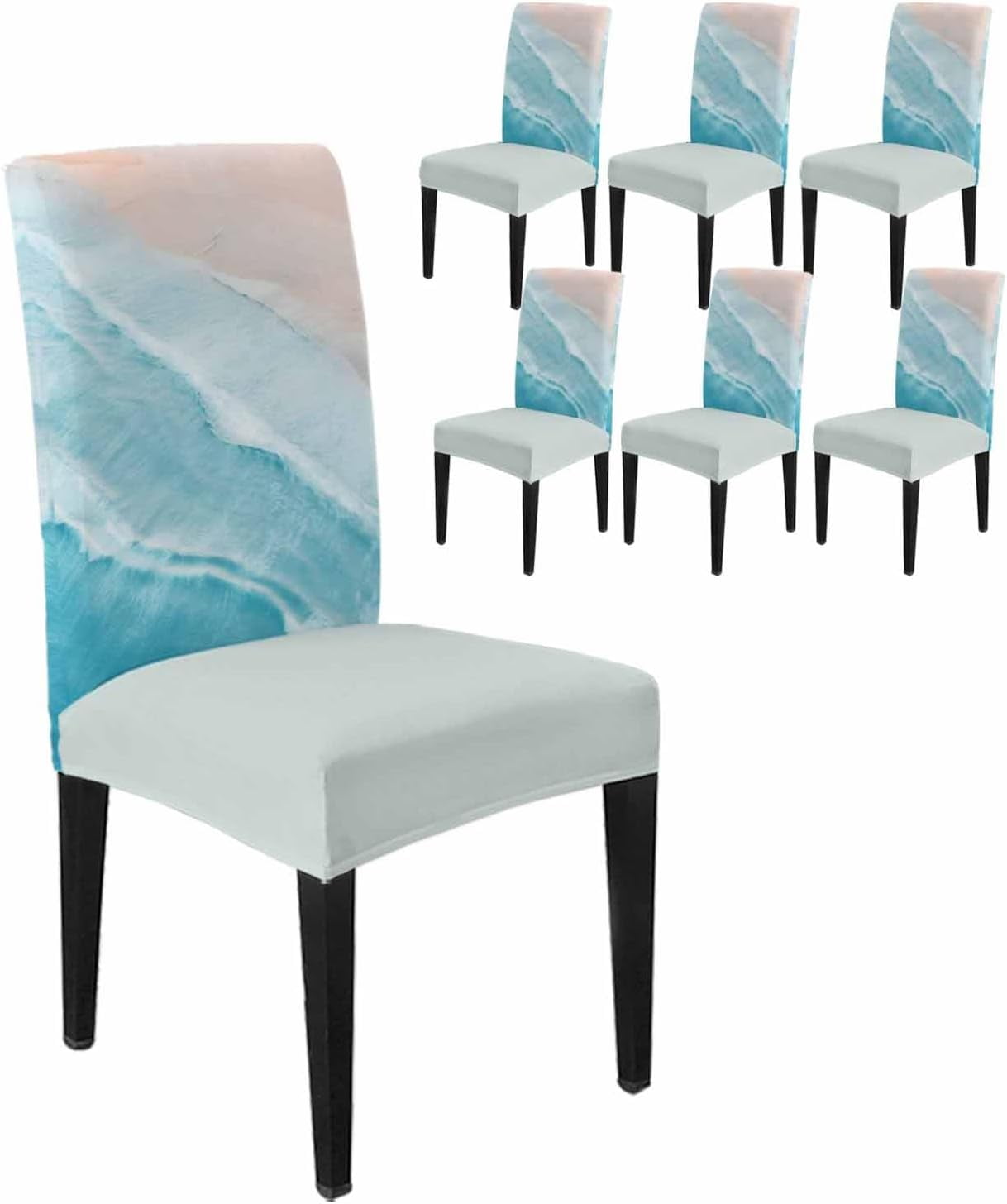 Stretch Chair Covers Set of 4, Beach Life Seaside Starfish Sea Water ...