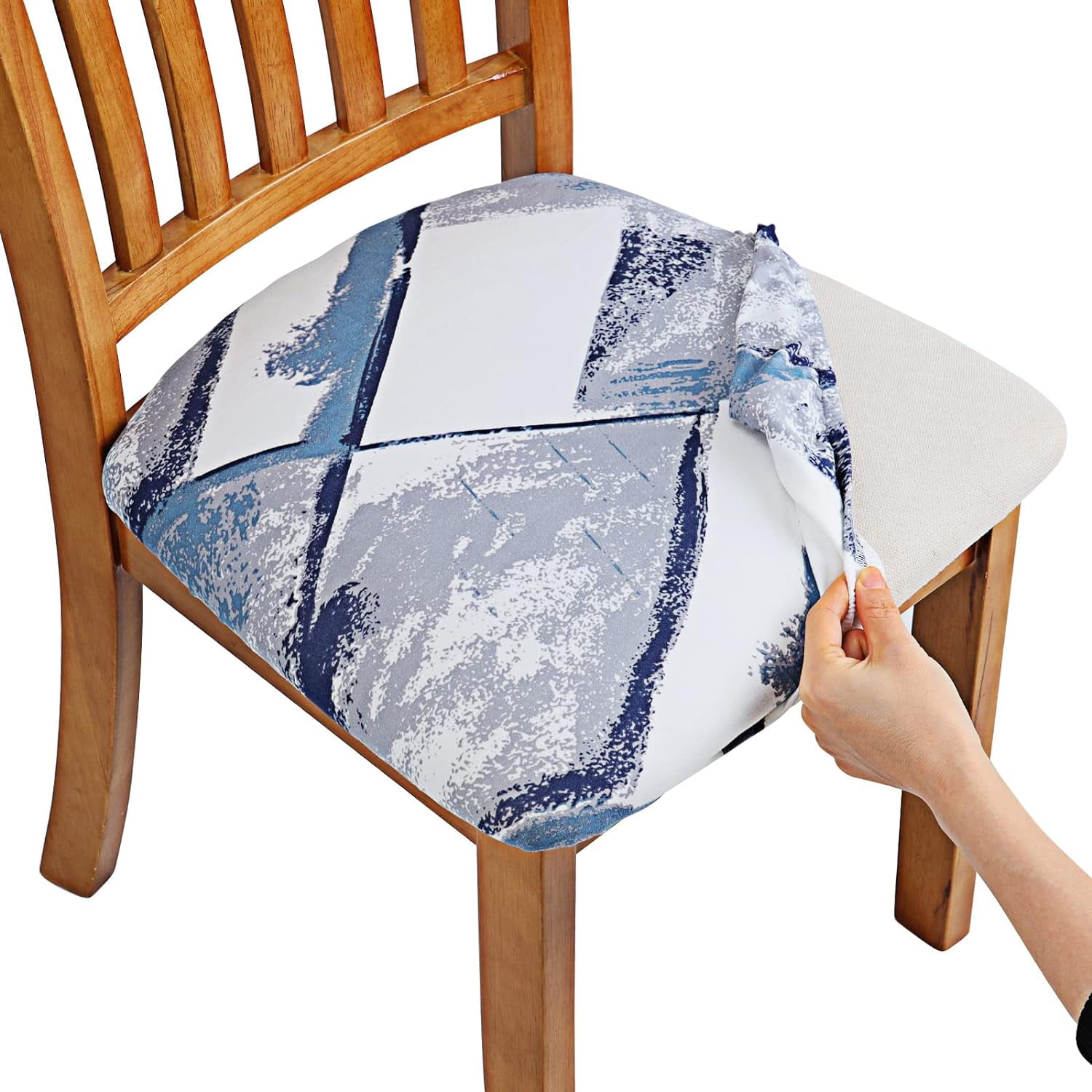 Stretch Chair Seat Covers Set of 4, Removable Washable Dining Chair ...