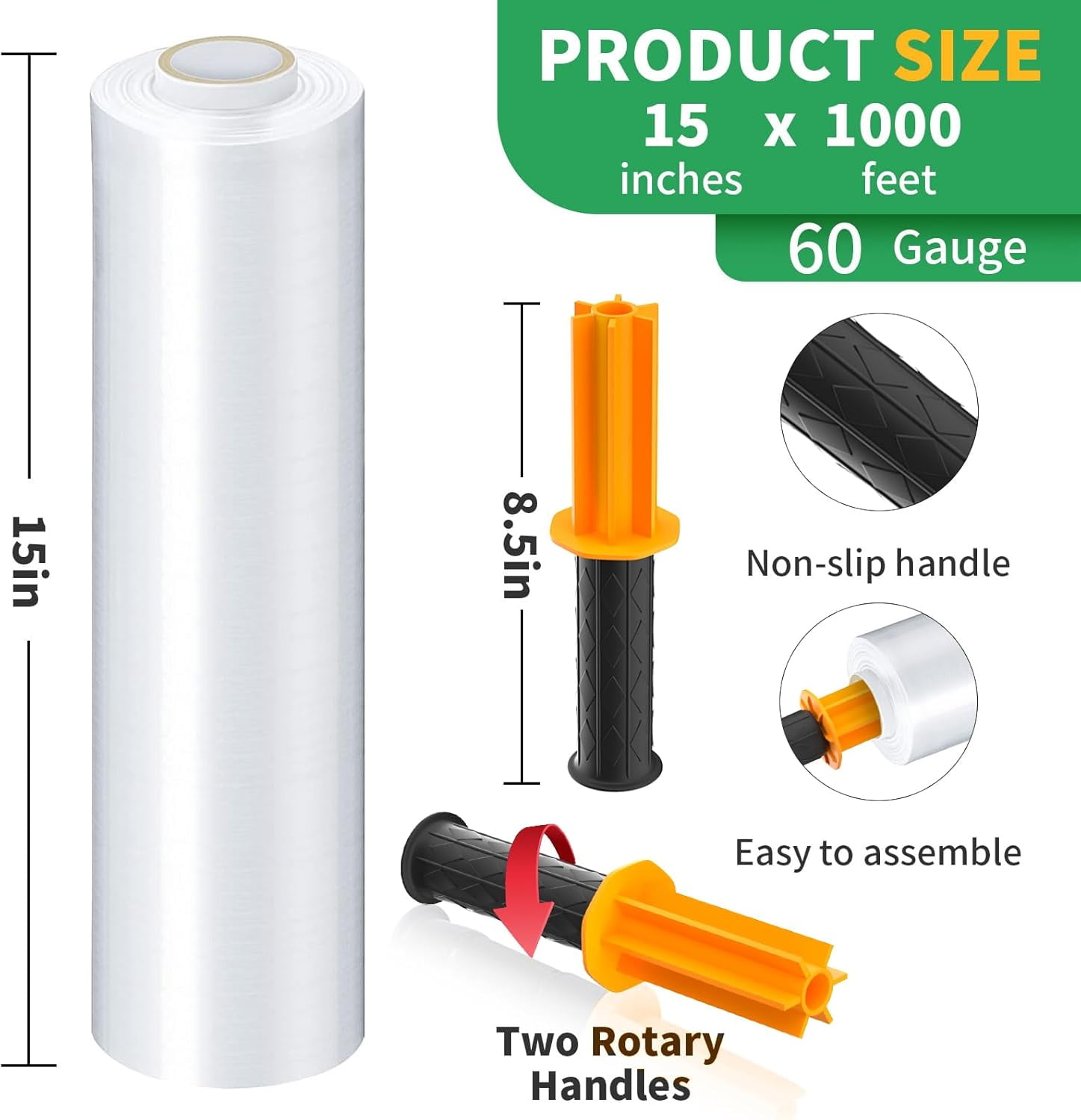 Stretch Film, Stretch Wrap with Handles Industrial Strength, Moving ...