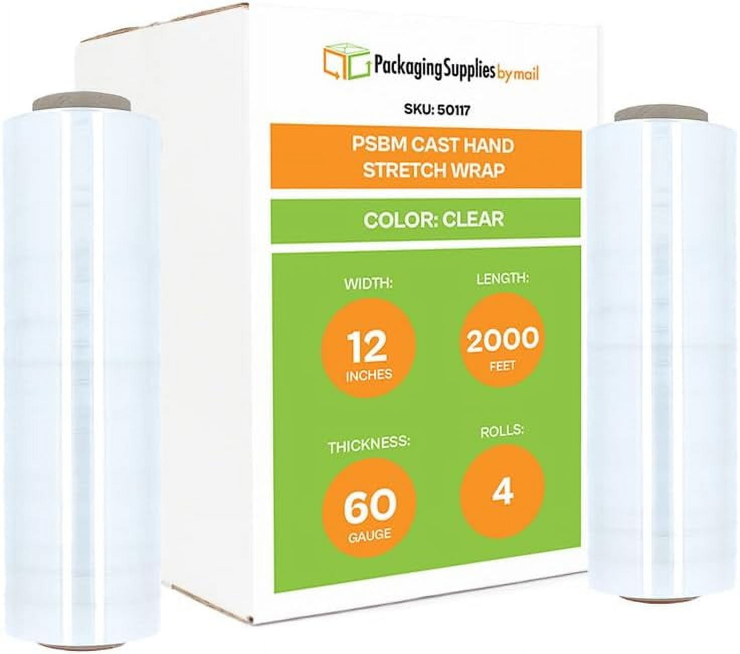 Stretch Film Wrap, Packing Shrink Wrap Roll, Clear, 12 Inch x 2000 Feet ...