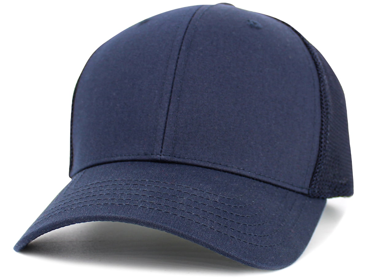 Stretch Fit Mesh Back Trucker Baseball Cap Spandex Band Cotton Twill ...