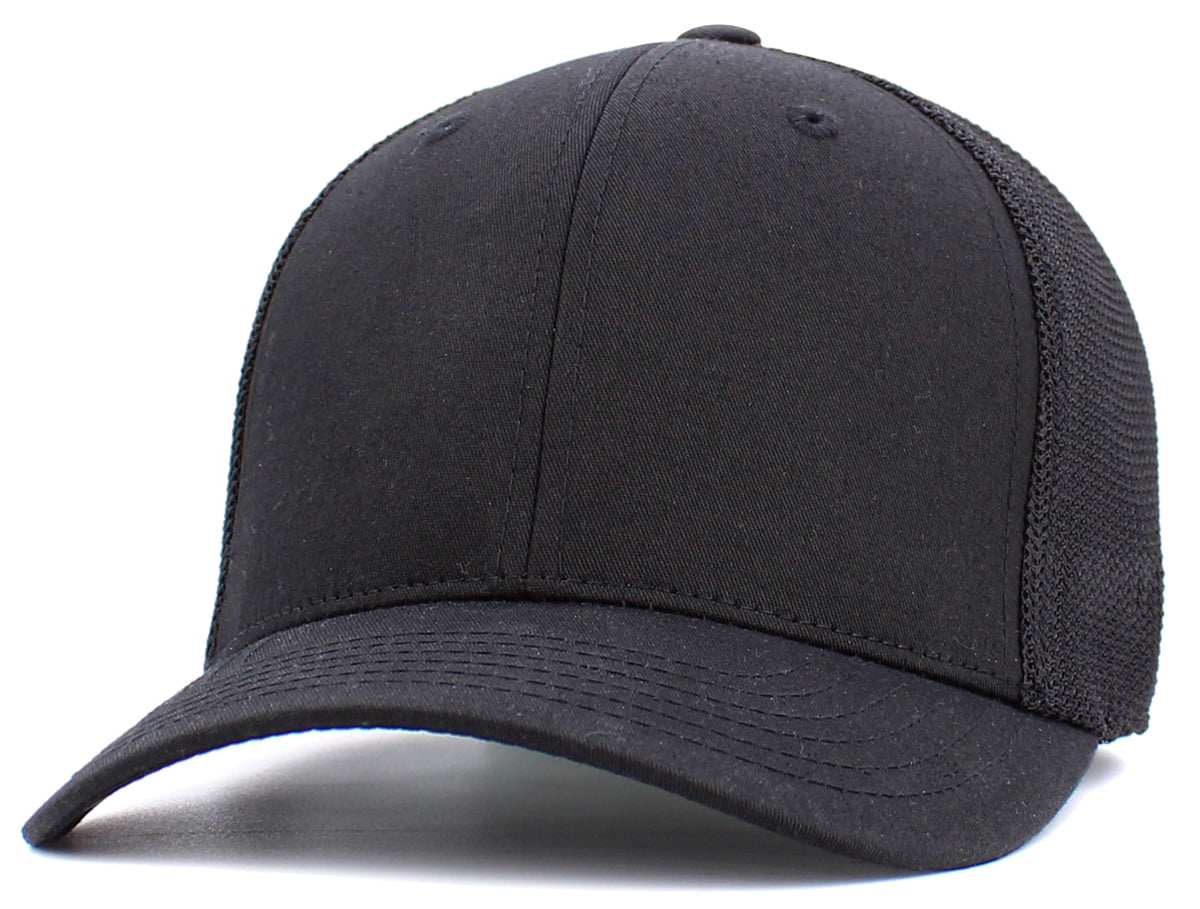 Stretch Fit Mesh Back Trucker Baseball Cap Spandex Band Cotton Twill ...
