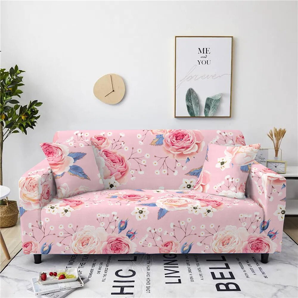 Stretch Flower Corner Sofa Cover All-Inclusive Chaise Lounge Couch ...