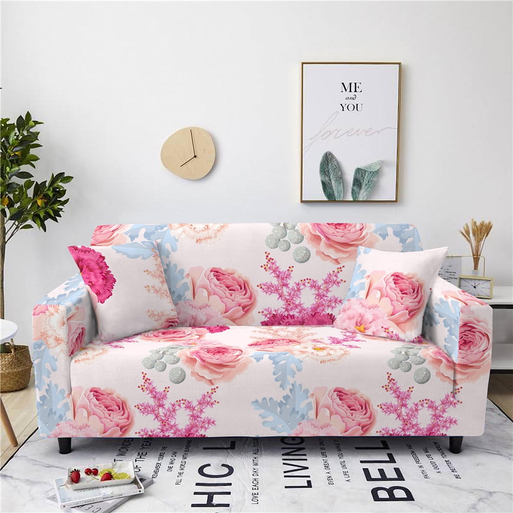 Stretch Flower Corner Sofa Cover All-Inclusive Chaise Lounge Couch ...