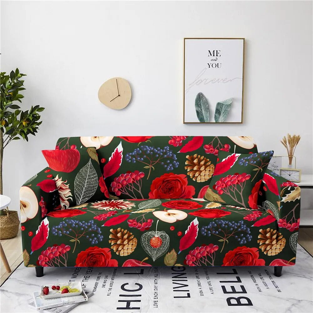 Stretch Flower Corner Sofa Cover All-Inclusive Chaise Lounge Couch ...