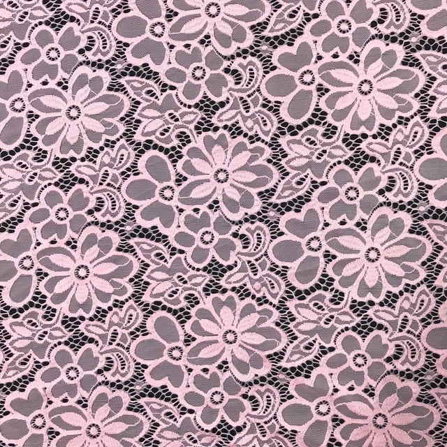 Stretch French Lace Embroidered Floral Florence 58" Wide Fabric (Pink ...
