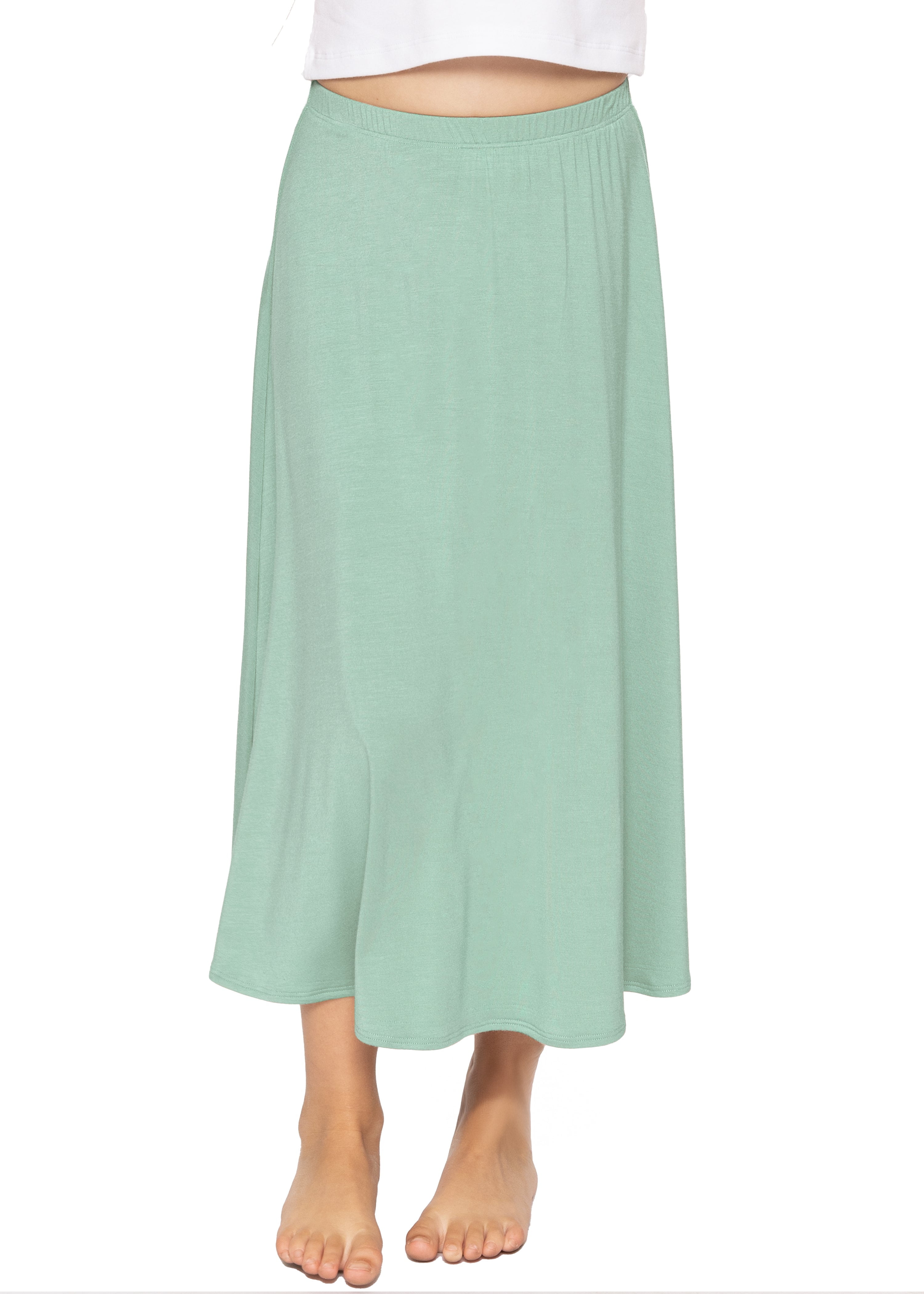 Stretch Is Comfort Girl's A-Line Ankle Length Skirt Sage Green Medium ...