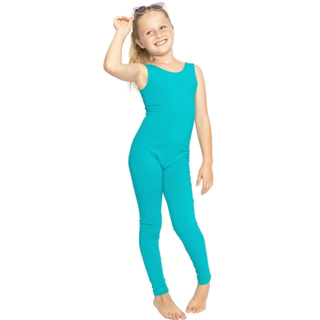 Stretch Is Comfort Girl's Cotton Tank Unitard Turquoise Small - Walmart.com