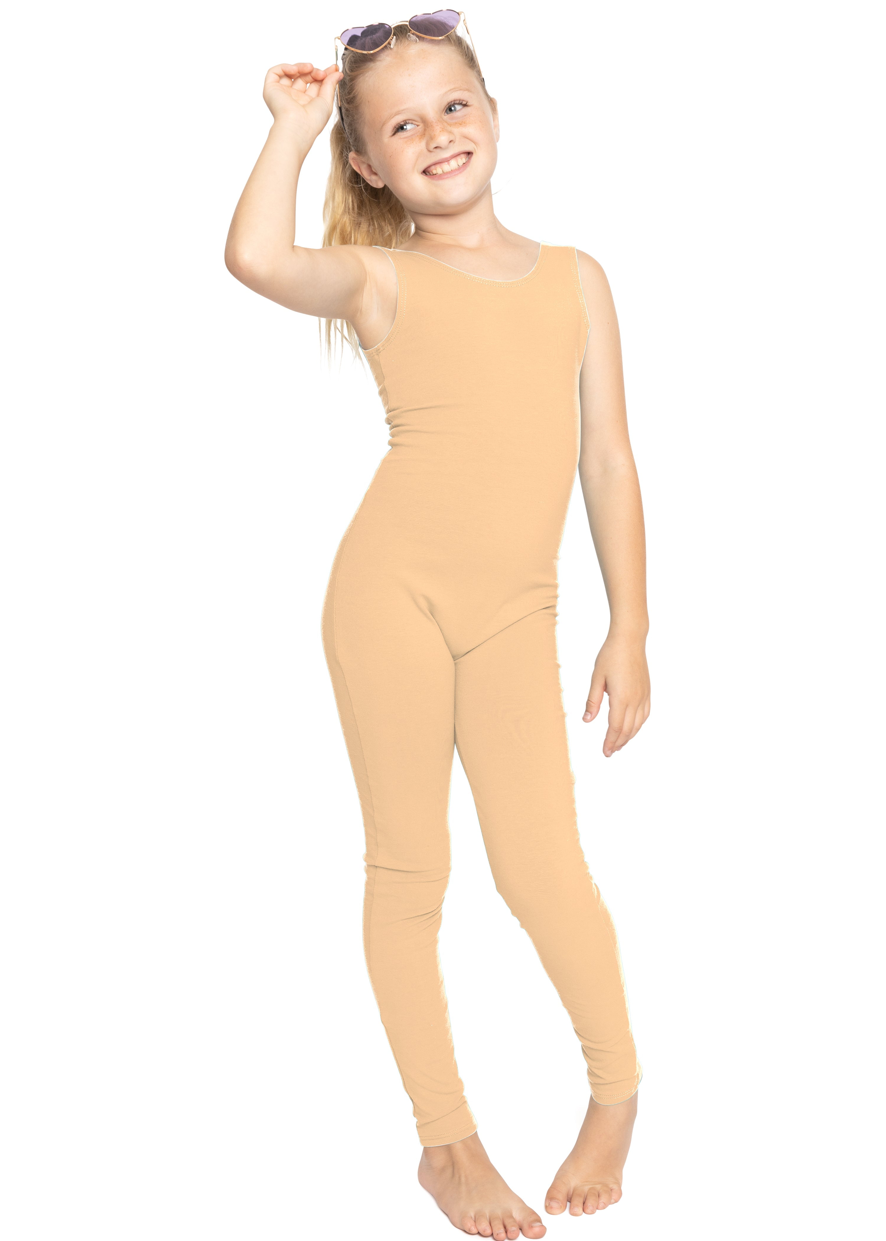 Stretch Is Comfort Girl's Cotton Unitard Beige Large - Walmart.com