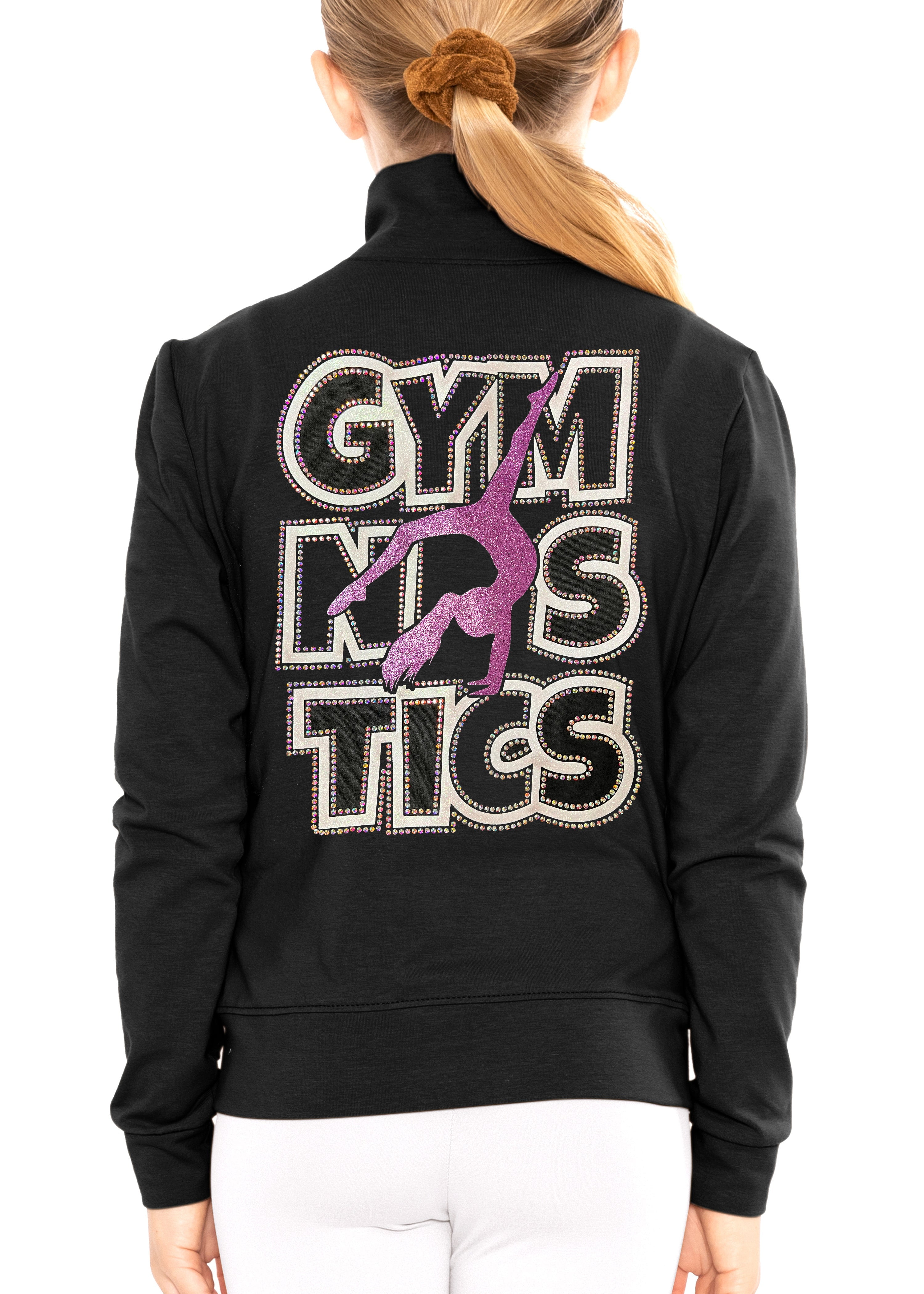 Stretch Is Comfort Girl's Glitter Gymnastics| Jacket Mock Neck | Youth ...