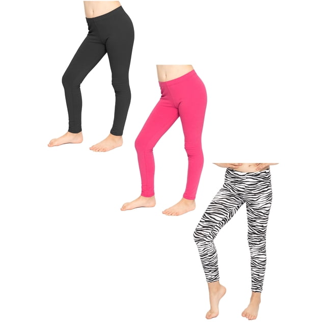 Stretch Is Comfort Girl's Pack of 3 Oh so Soft Footless Leggings ...