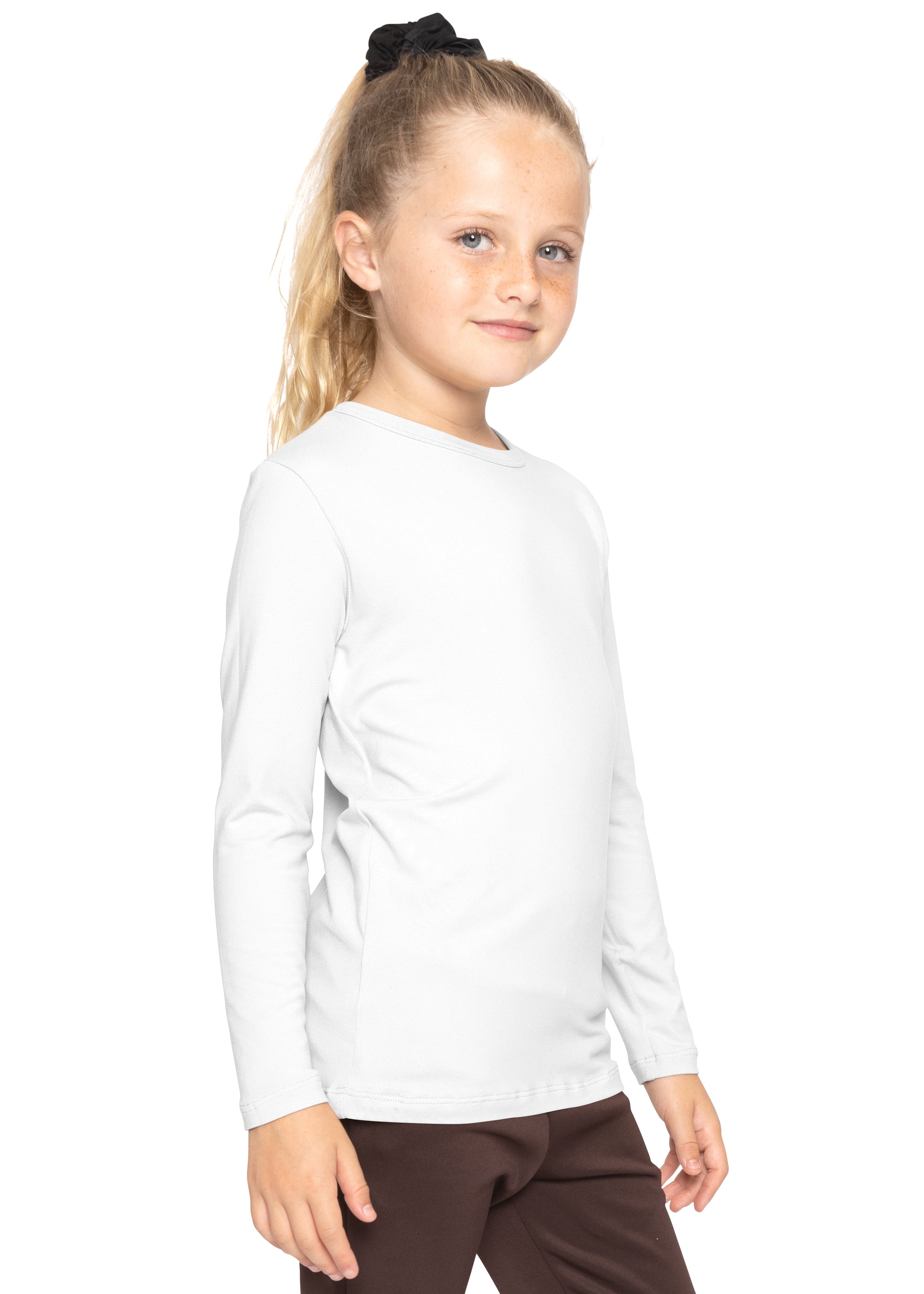 Stretch Is Comfort Girl's Poly/Spandex Crew Neck Long Sleeve Top White ...