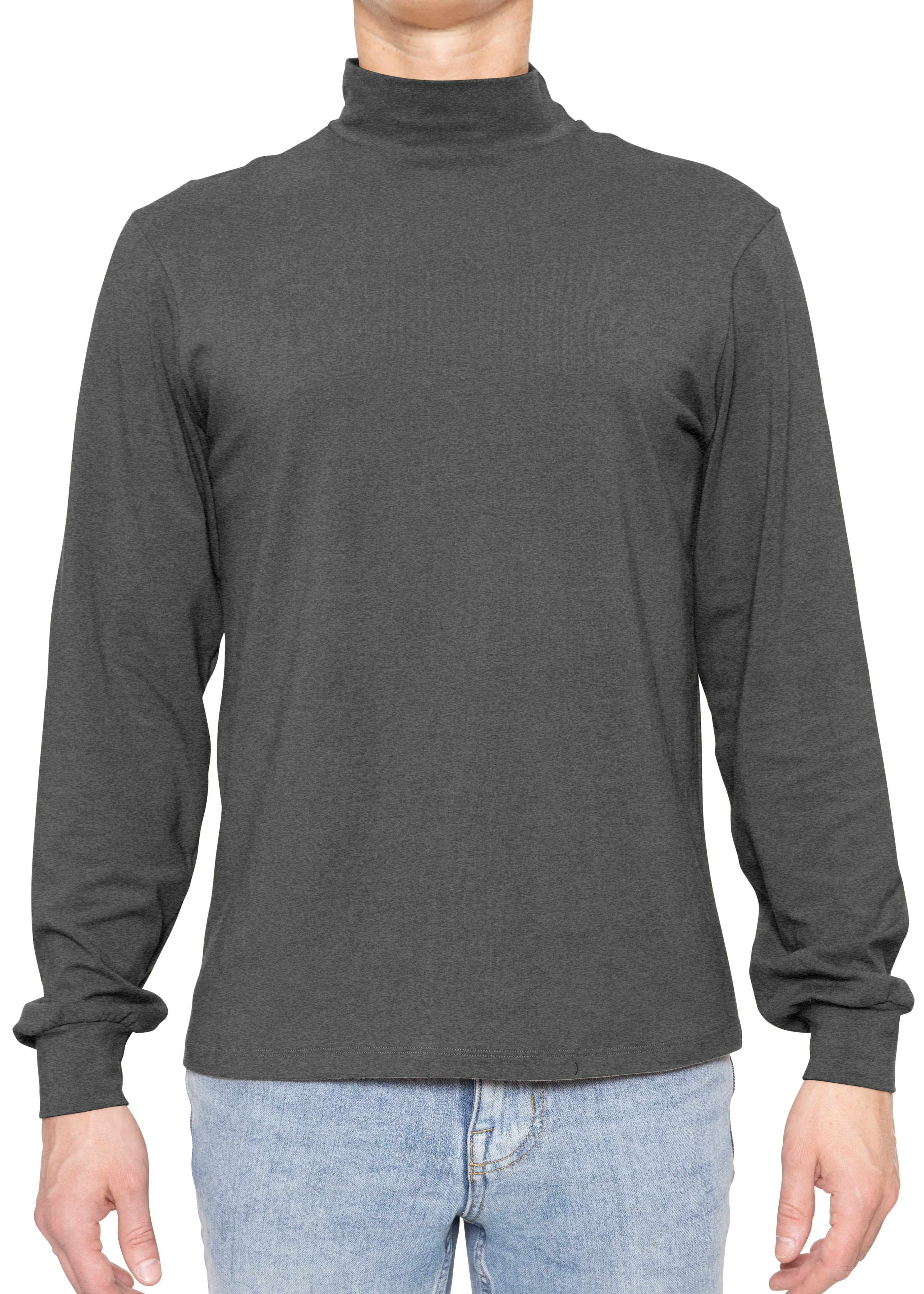 Stretch Is Comfort Mens Cotton Mock Neck Cuffed Long Sleeve Top Adult