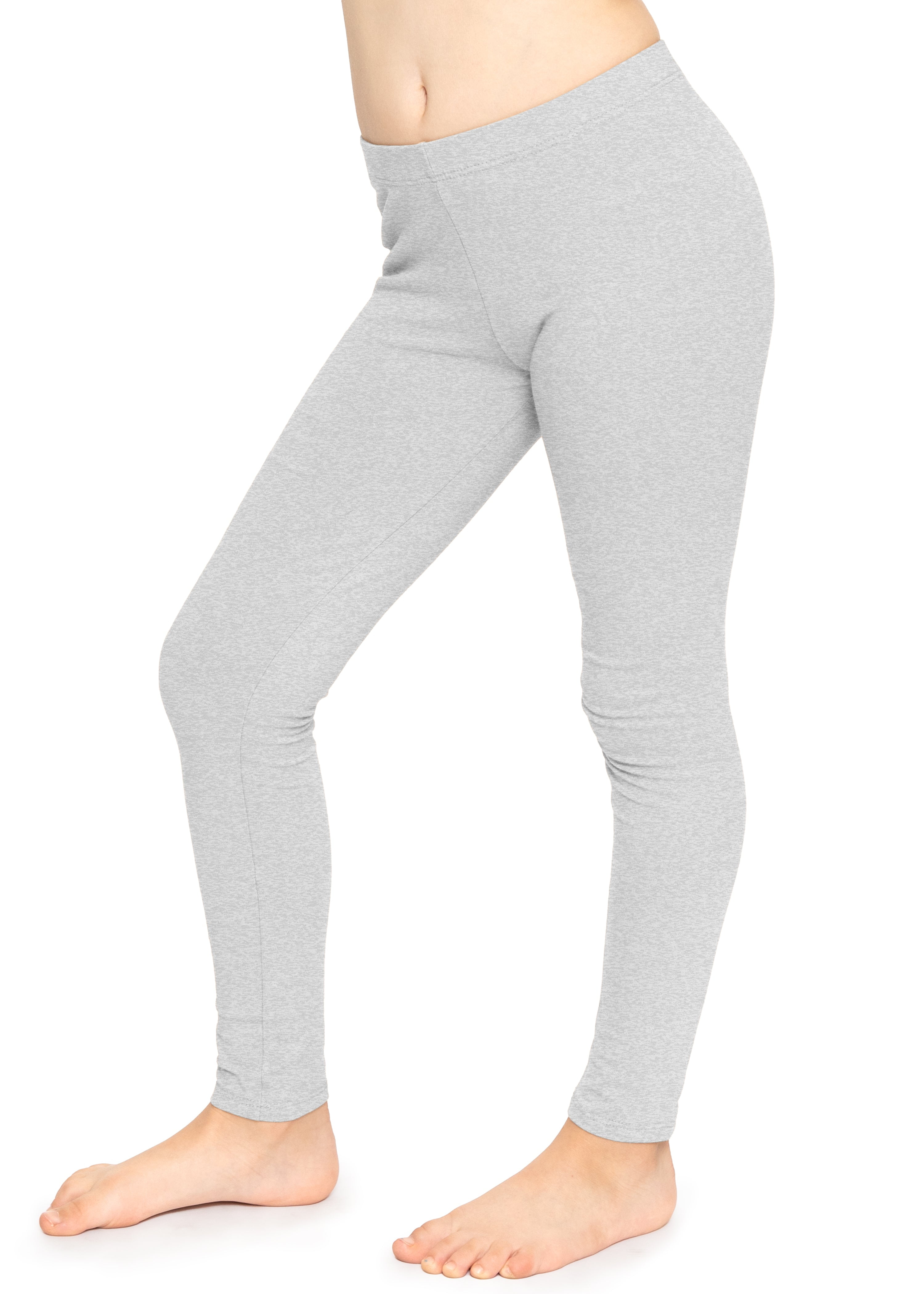 Stretch Is Comfort Stretchy Girl's Cotton Leggings Heather Gray Medium ...